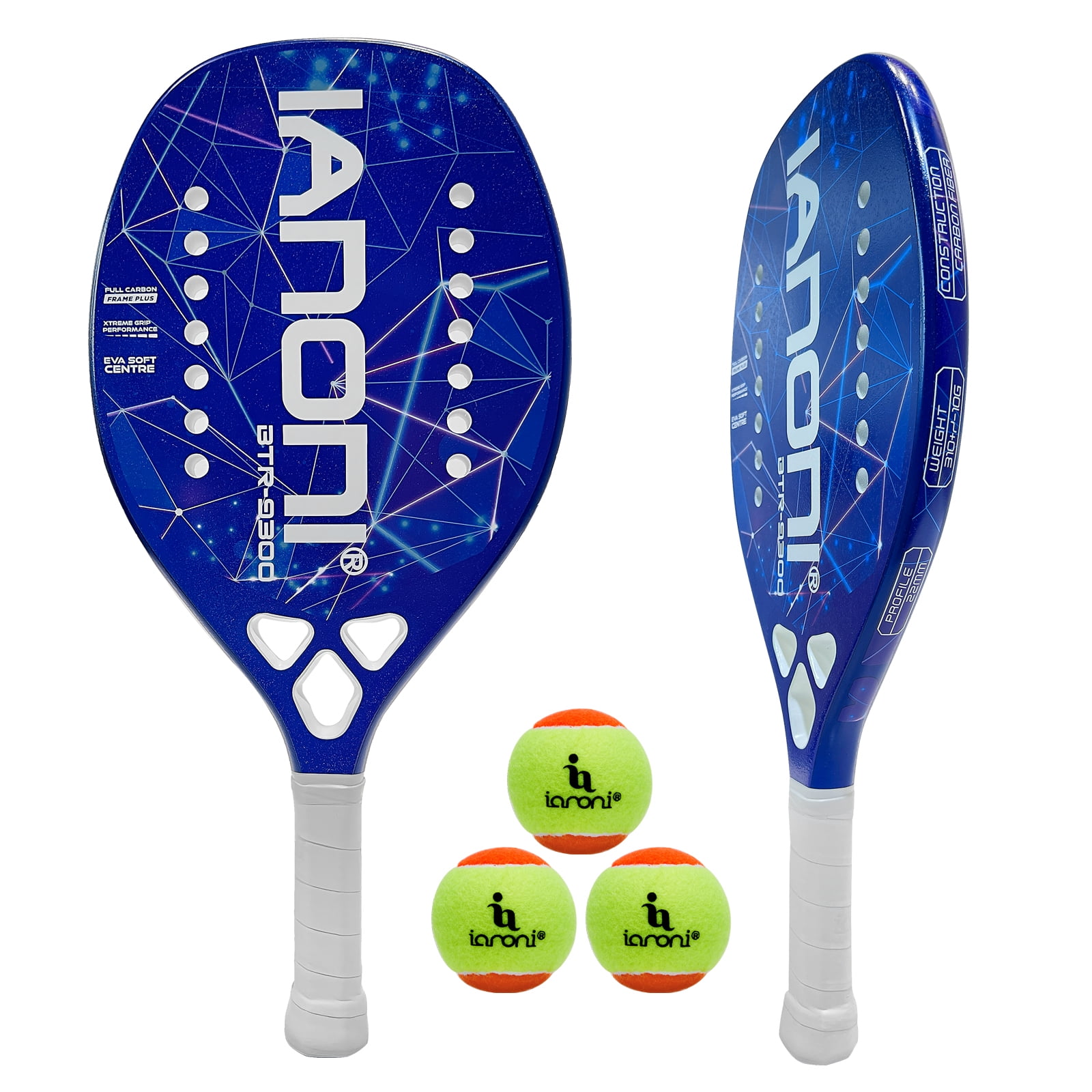 IANONI Beach Tennis Racket,Carbon Fiber Surface with EVA Memory Flex ...