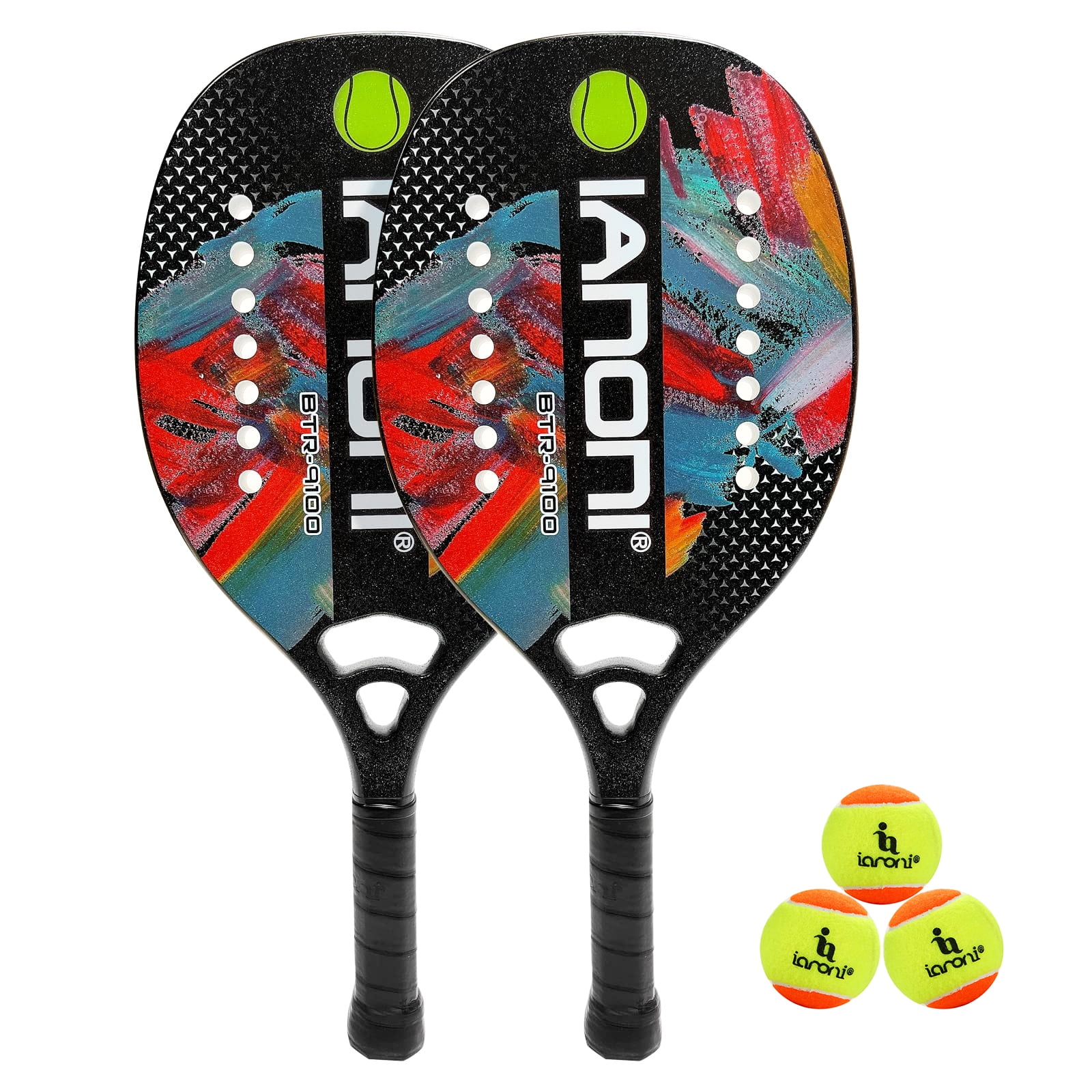 IANONI Beach Tennis Racket, Carbon Fiber with EVA Core, Extended Length ...