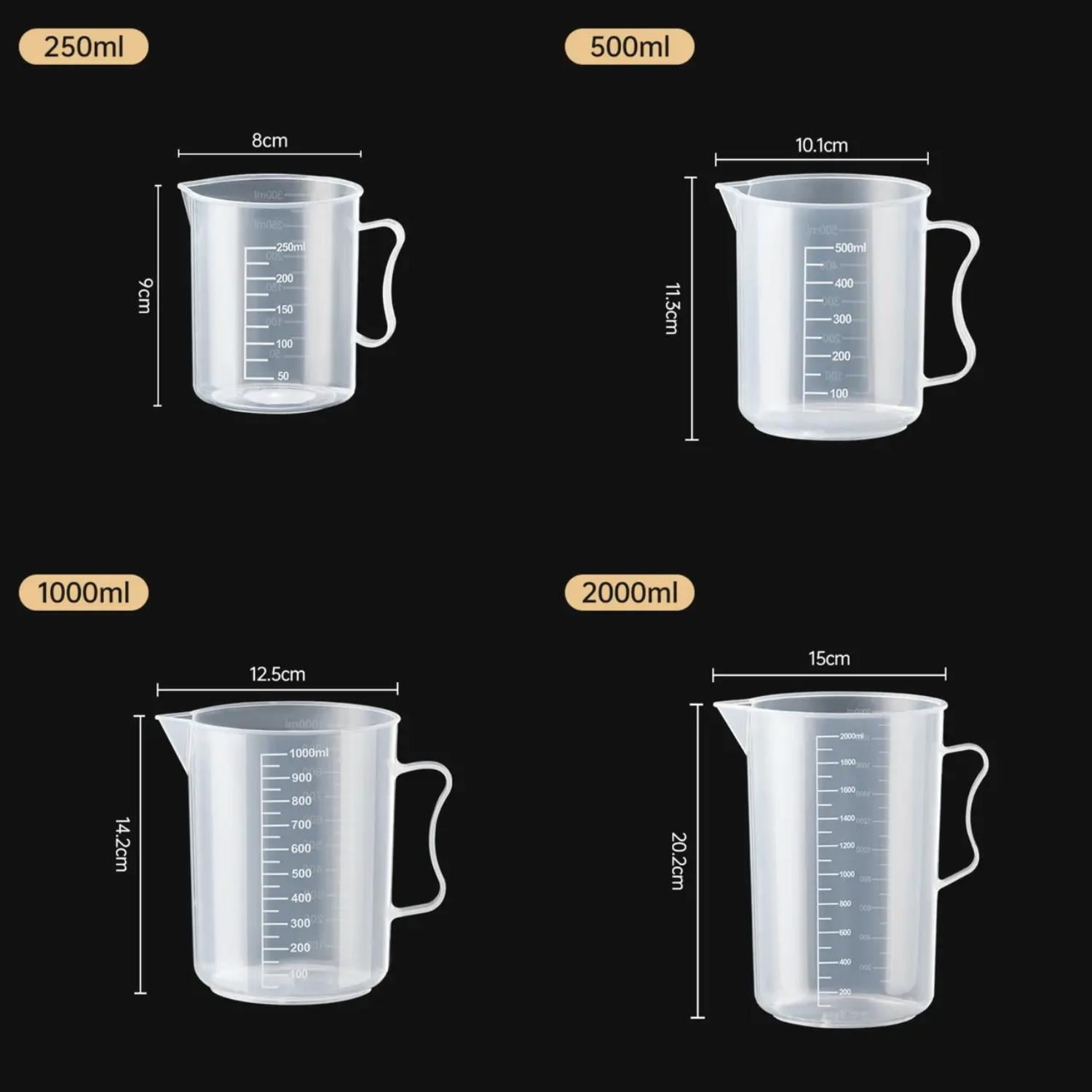 IAOUANG Plastic Graduated Measuring Cup Scale Clear Laboratory Beaker ...