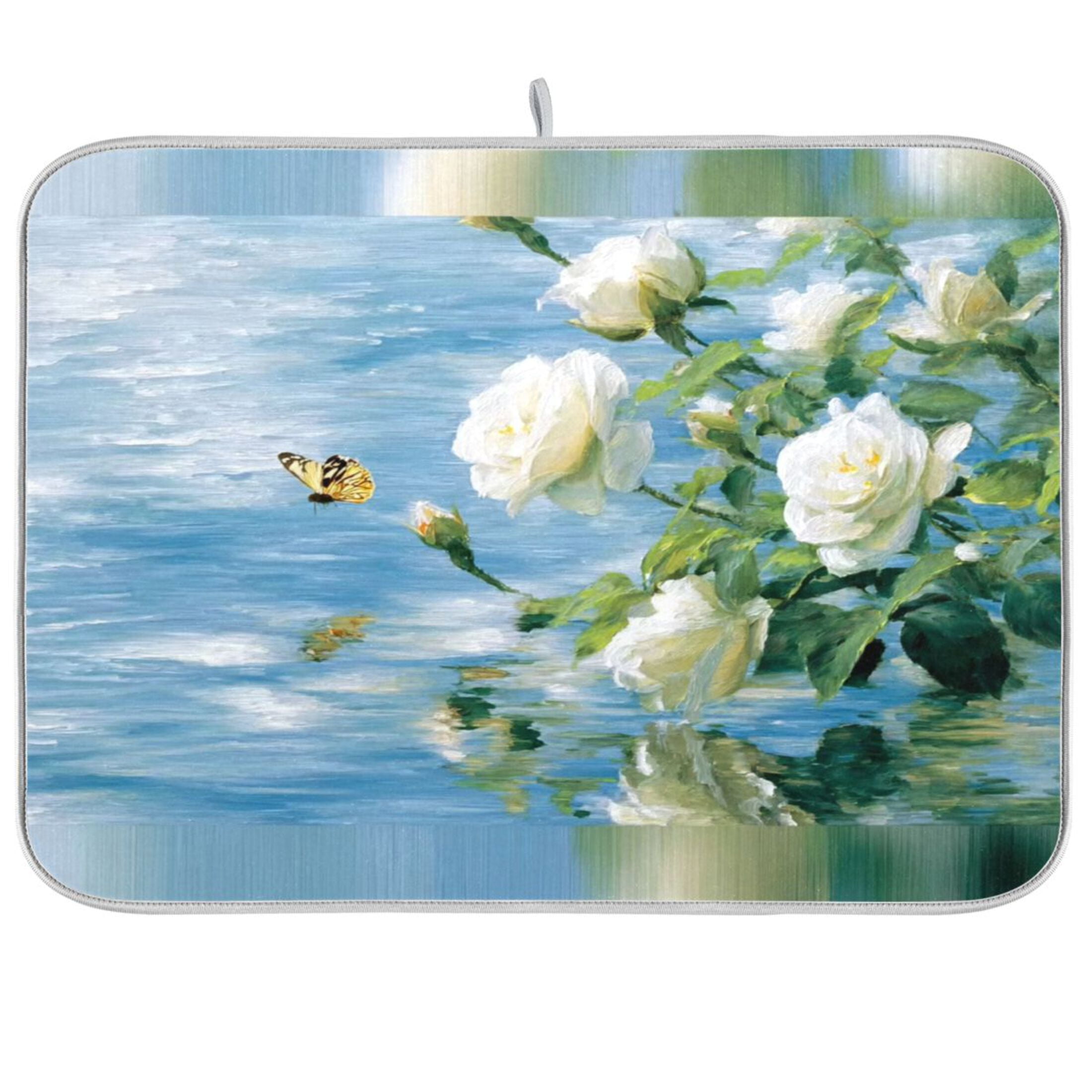 IAUYY 16 x 18 Inch Dish Drying Mat Dish Drying Mat Microfiber Kitchen Mats Large Counter ...