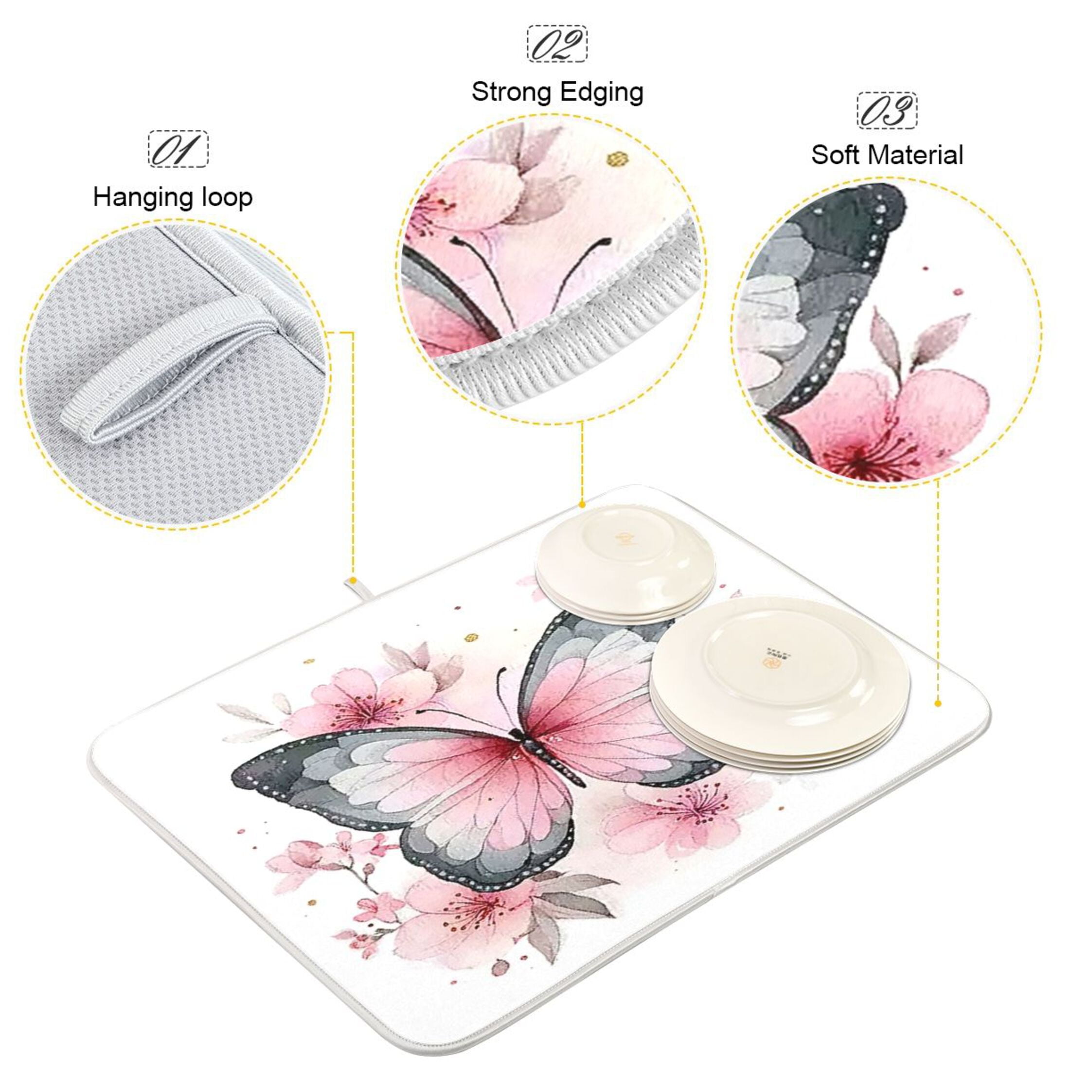 IAUYY 16 x 18 Inch Dish Drying Mat Dish Drying Mat Microfiber Kitchen Mats Large Counter ...