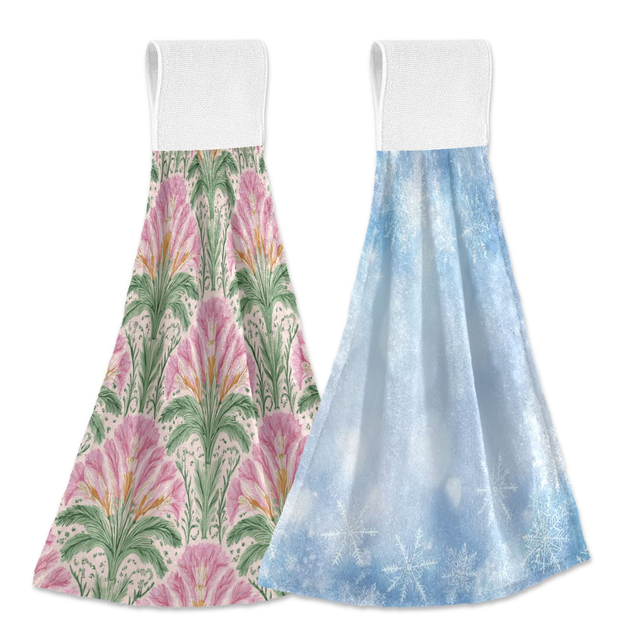 IAUYY Kitchen Hanging Towels Set of 2 100% Polyester Absorbent, Super ...