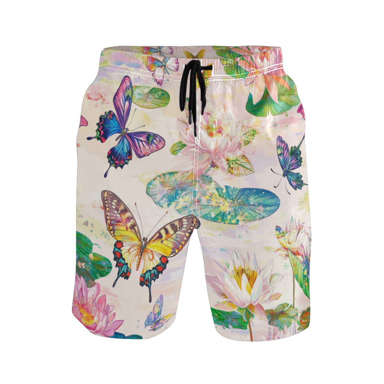 IAUYY Men's Quick-Dry Beach Shorts with All-Over Print - Lightweight ...