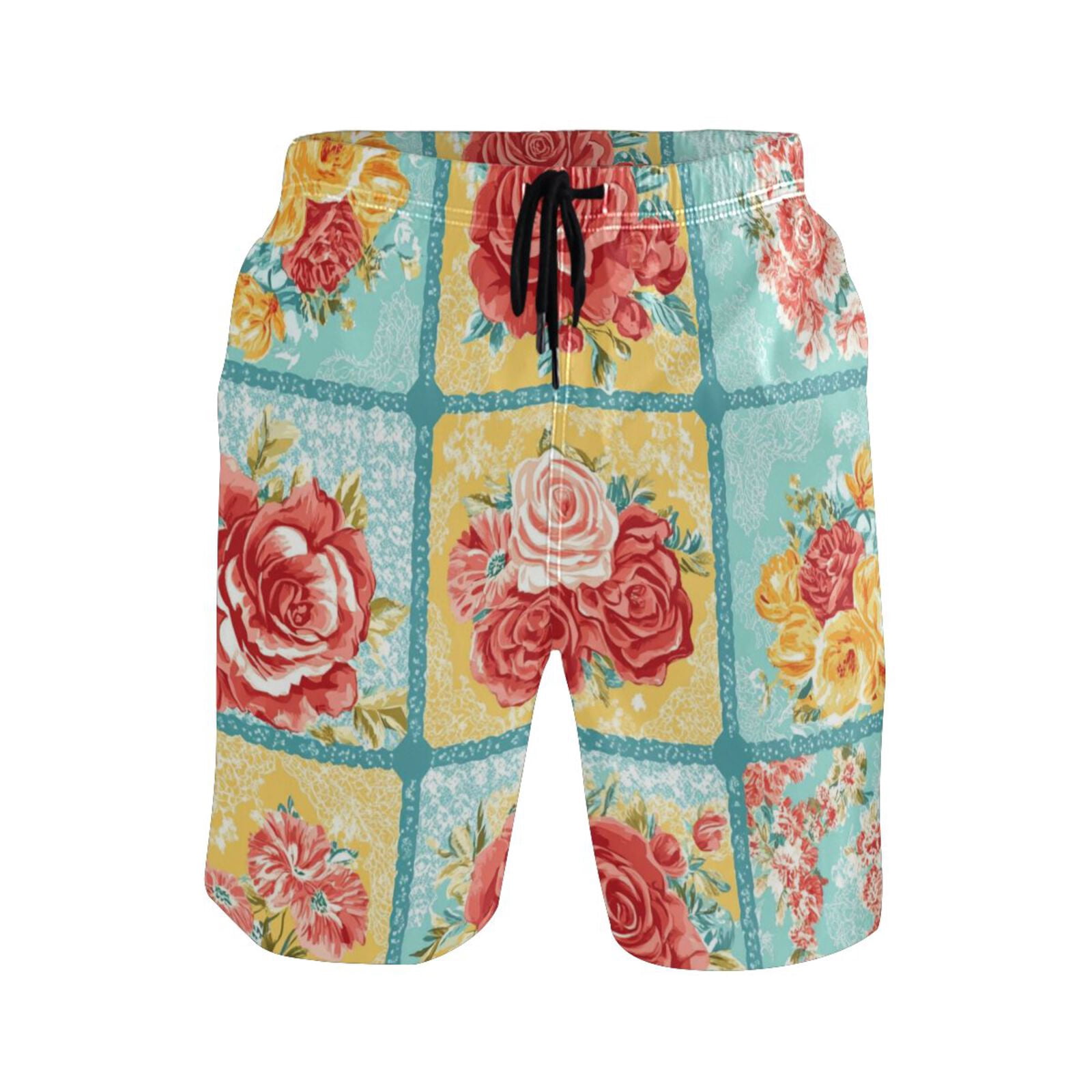 IAUYY Men's Quick-Dry Beach Shorts with All-Over Print - Lightweight ...