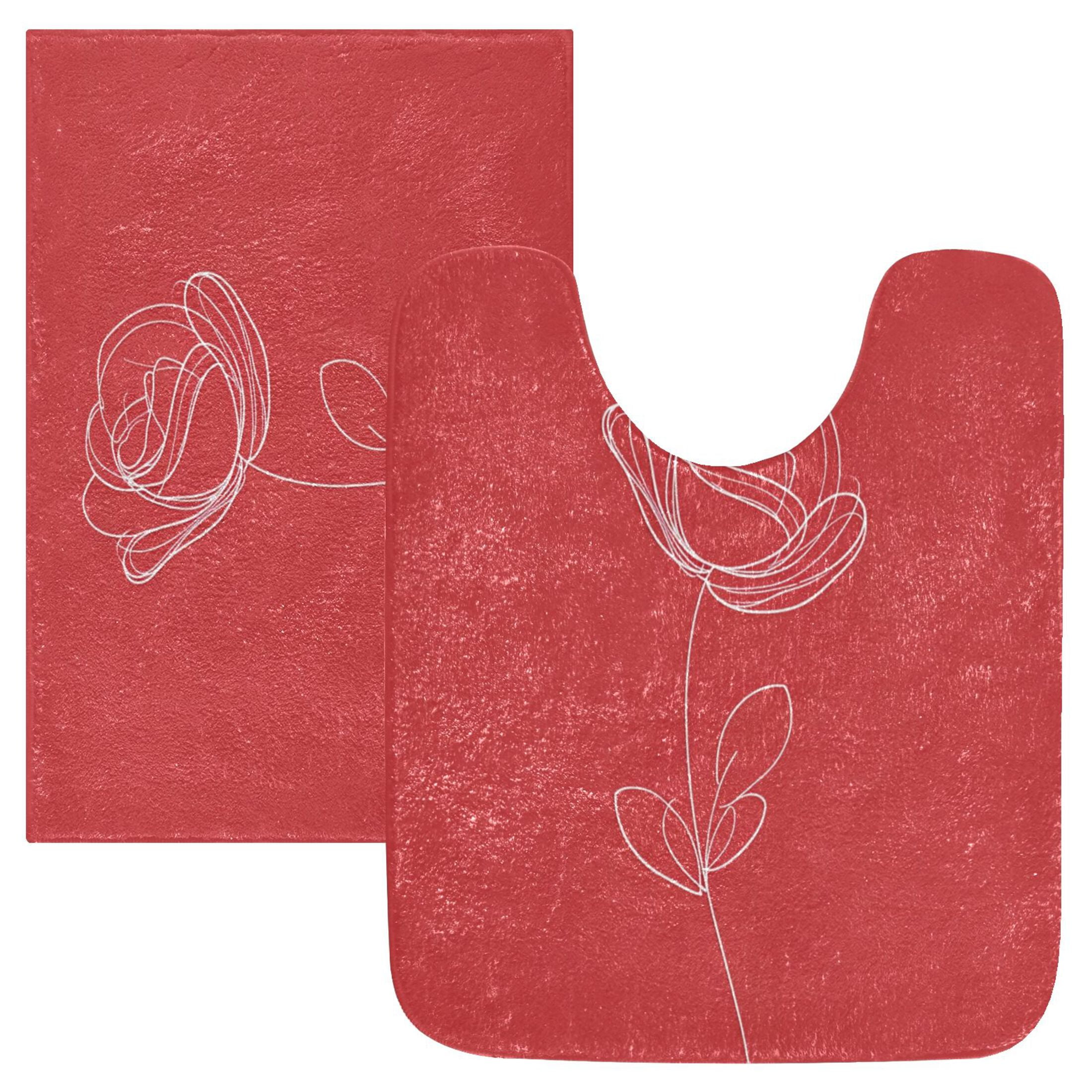 IAUYY Set of 2 Inch Bath Mat Thick Soft Plush Shower Mat TPR Backing ...
