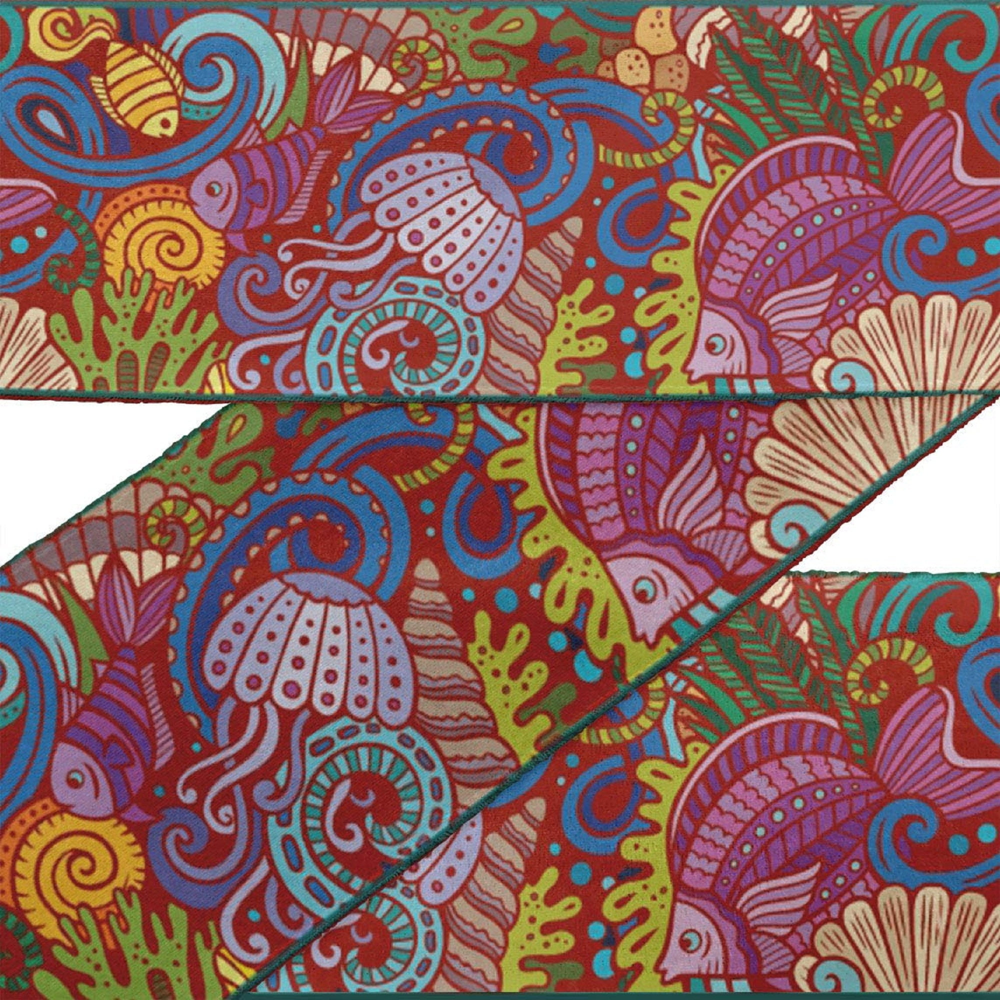 IBA Indianbeautifulart Black Coral & Fish Ocean Ribbon Trim Tape Fabric ...