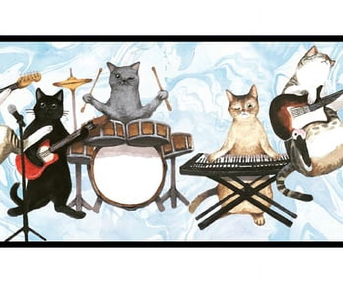 IBA Indianbeautifulart Blue Musical Instruments & Cat Animal Printed ...