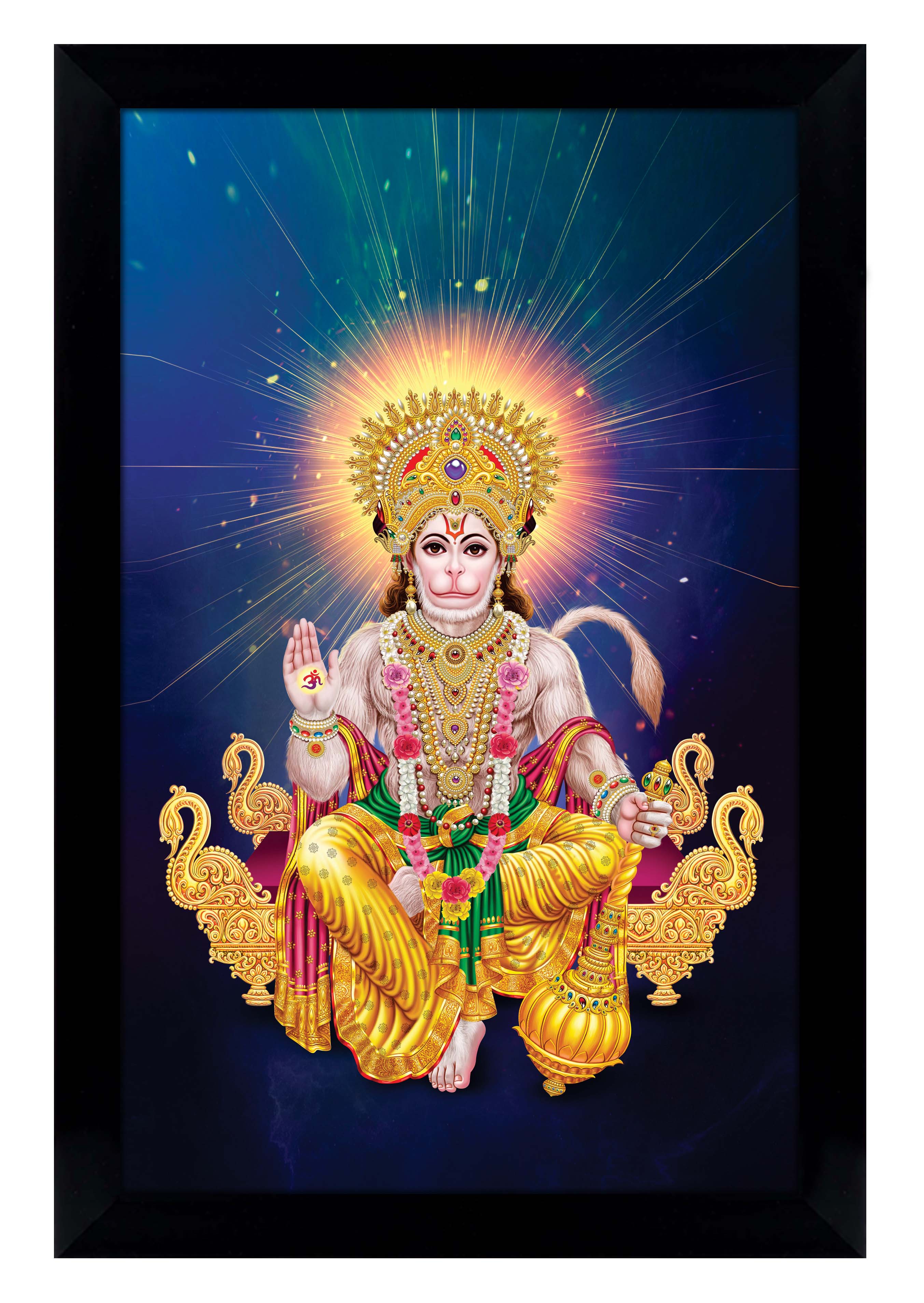 IBA Indianbeautifulart Lord Hanuman Picture Frame Religious Poster ...
