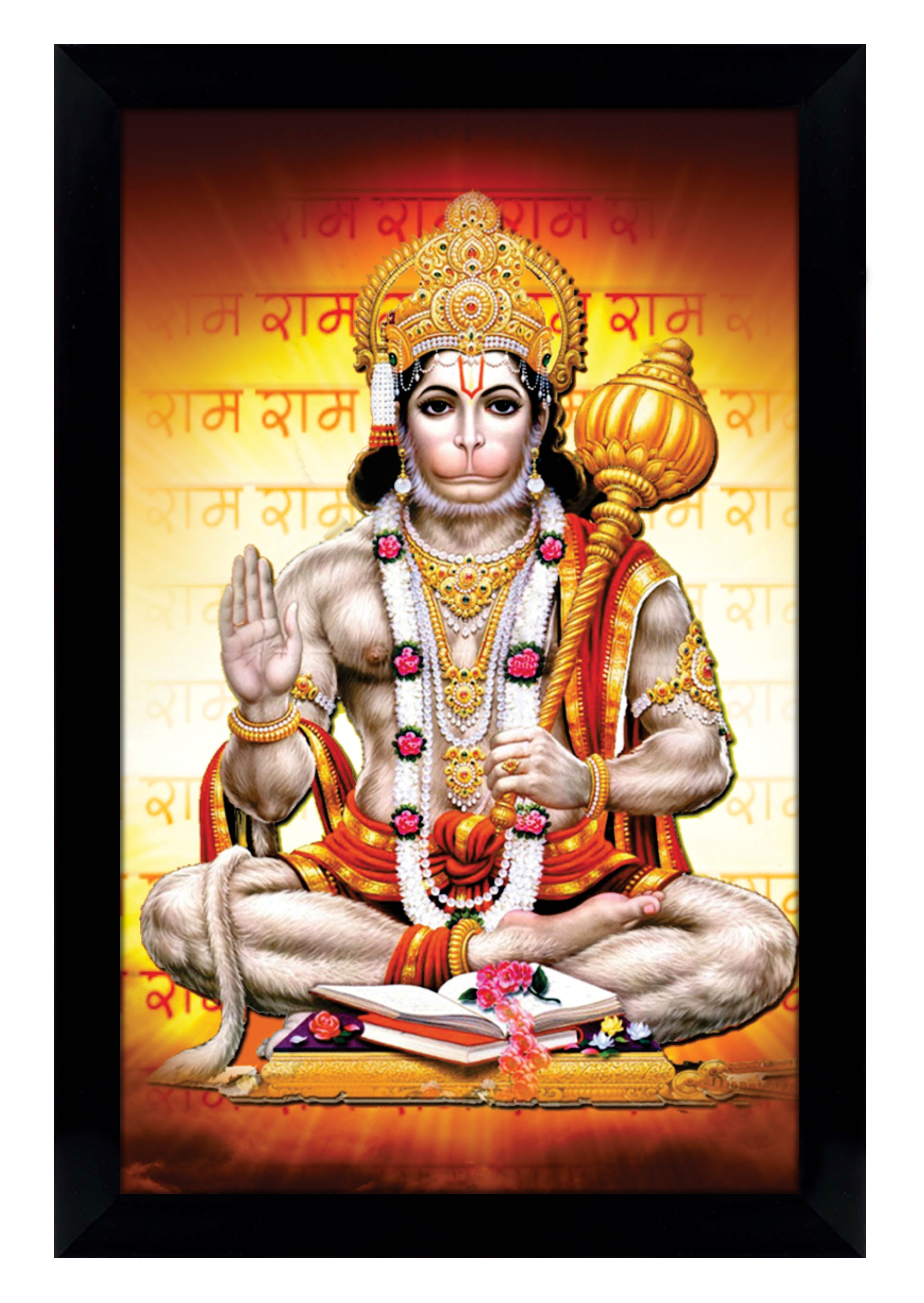 IBA Indianbeautifulart Lord Hanuman Picture Frame Religious Poster ...