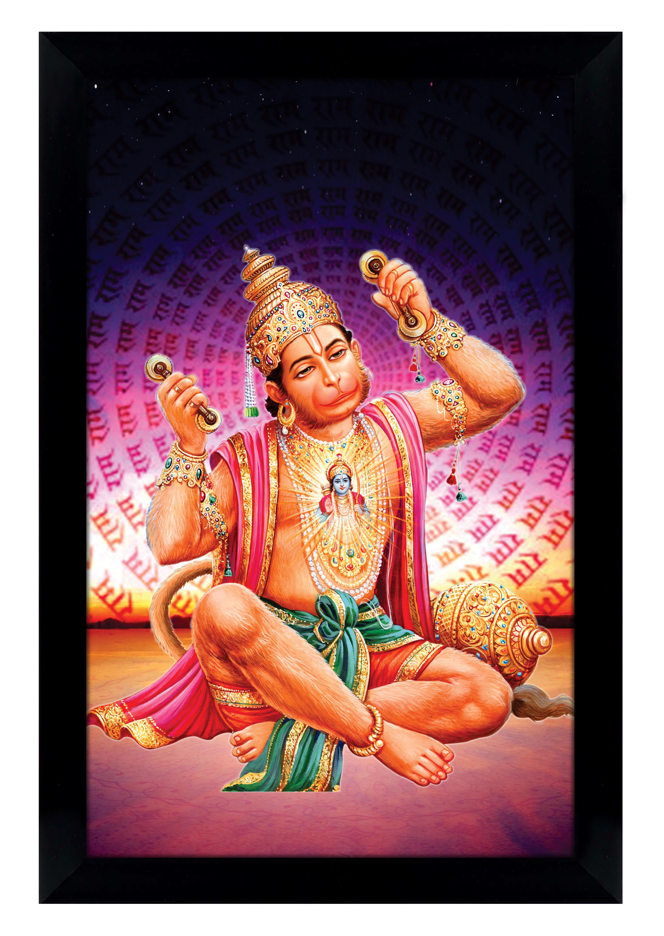 IBA Indianbeautifulart Lord Hanuman Picture Frame Religious Poster ...