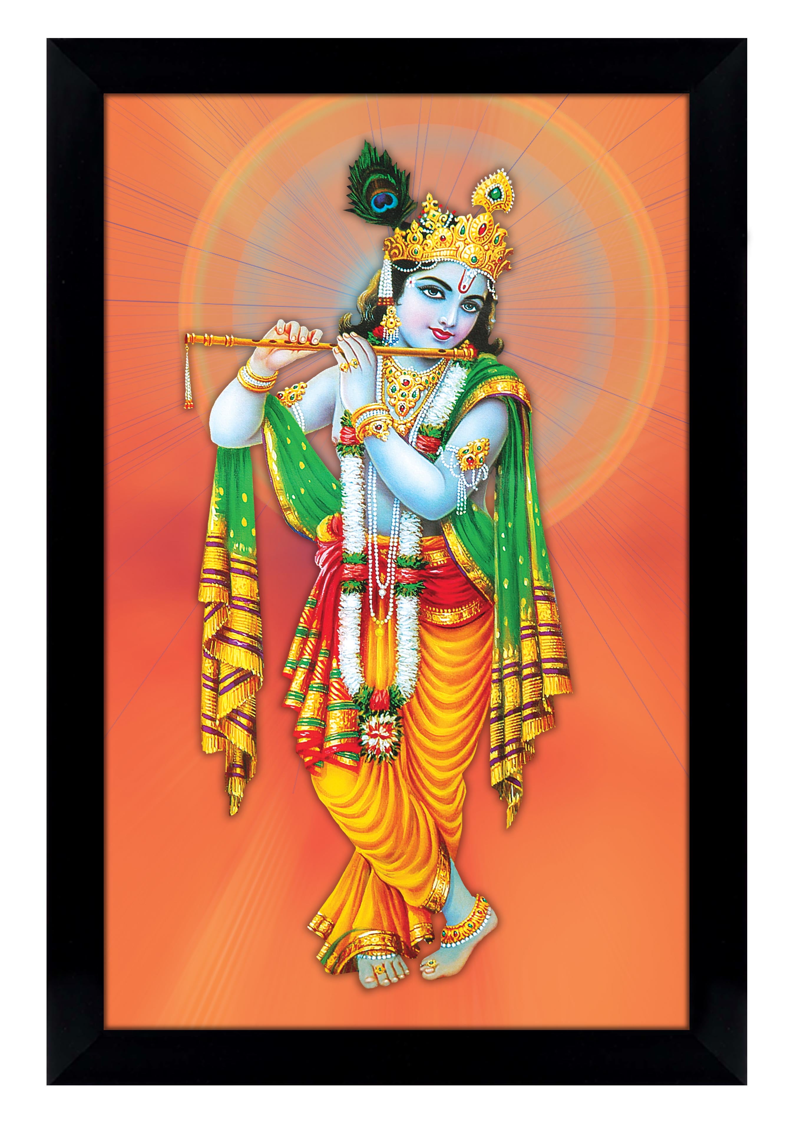 IBA Indianbeautifulart Lord Krishna Playing Flute Frame Holy Hindu ...
