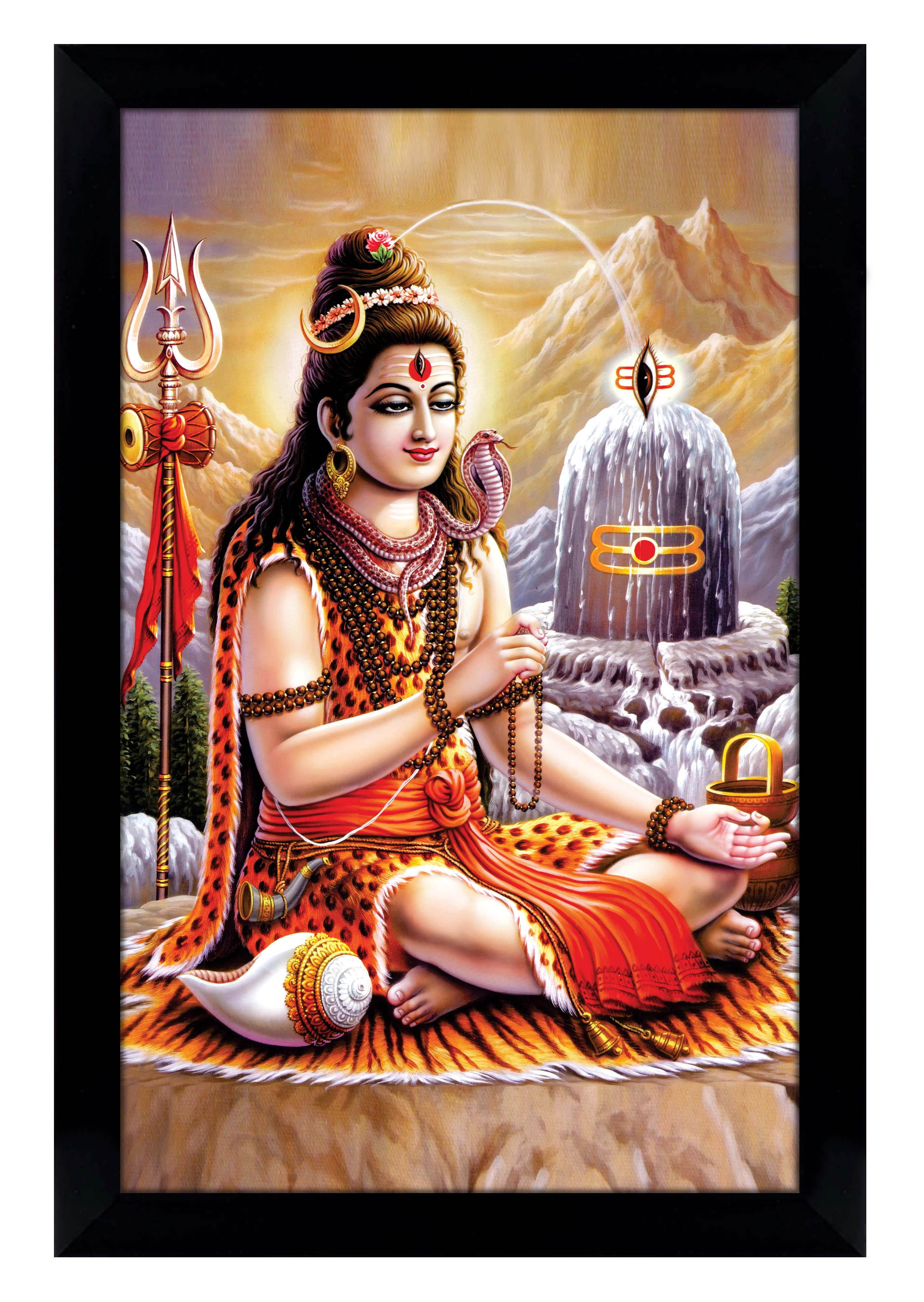 IBA Indianbeautifulart Lord Shiva Picture Frame Religious Poster Black ...