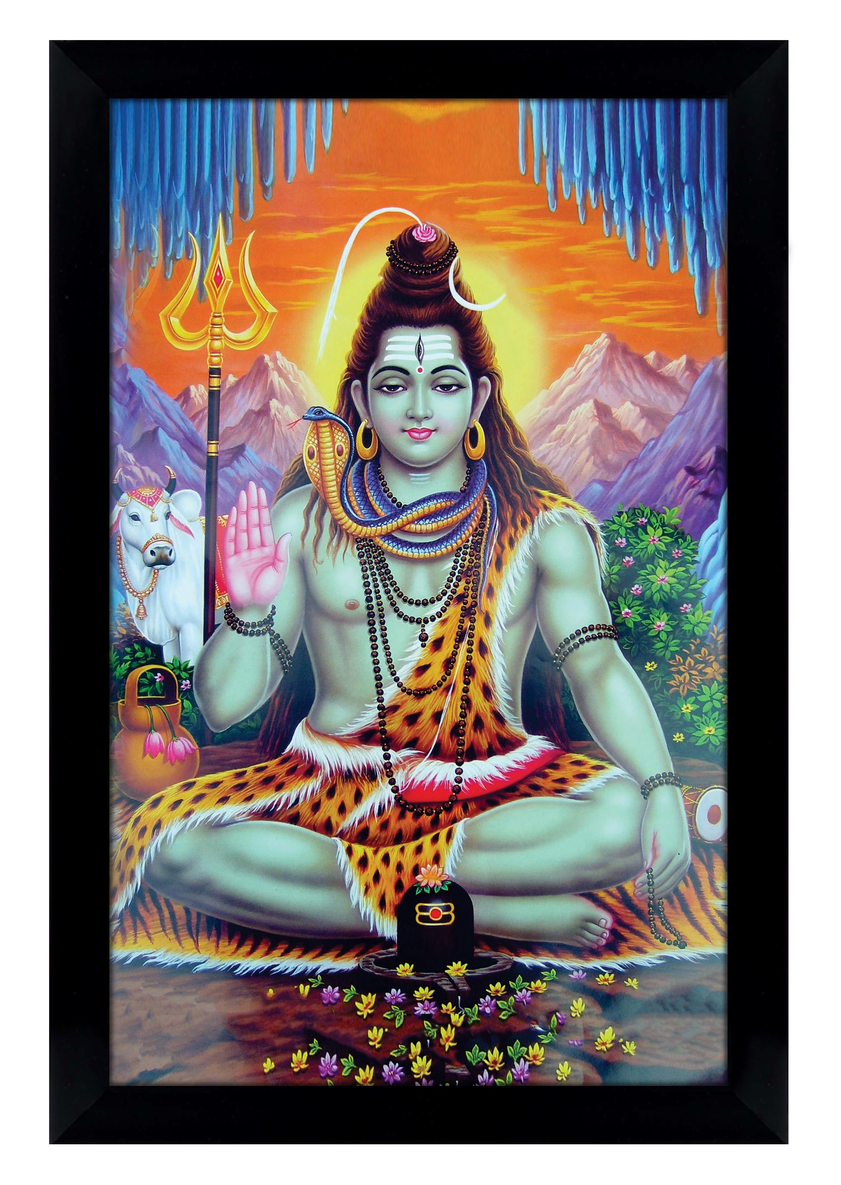 IBA Indianbeautifulart Lord Shiva Picture Frame Religious Poster Black ...