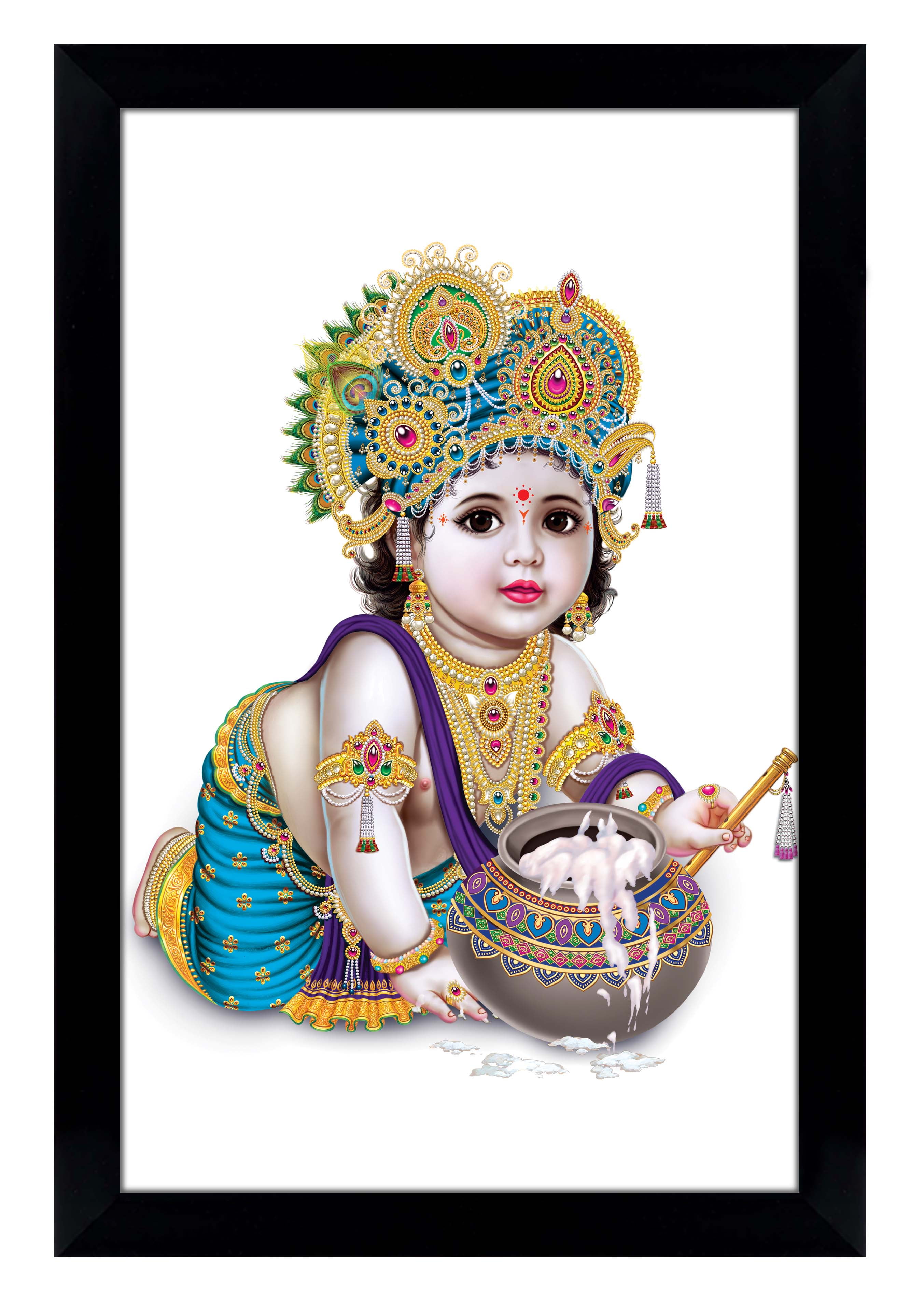 IBA Indianbeautifulart Makhan Chor Baby Krishna Picture Frame Religious ...
