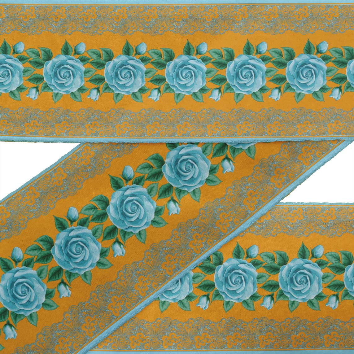 IBA Indianbeautifulart Orange Swirl|Leaves & Rose Floral Printed Ribbon ...