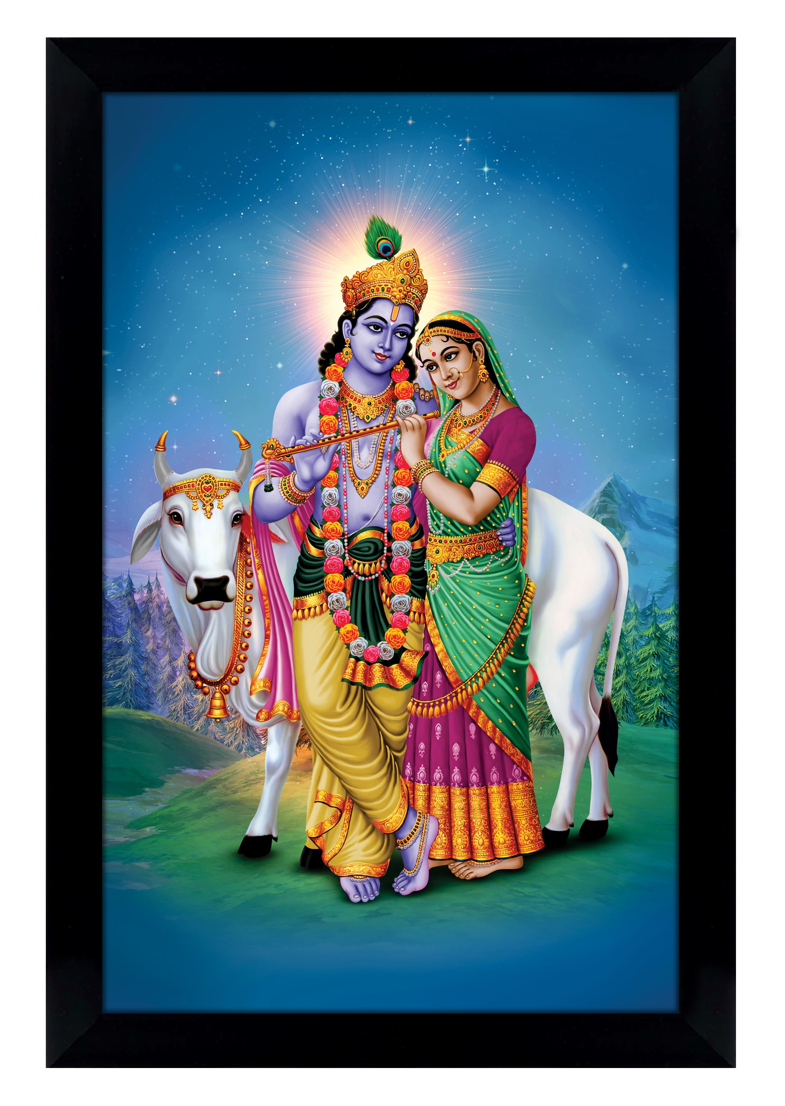 IBA Indianbeautifulart Radha Krishna Picture Frame Religious Poster ...