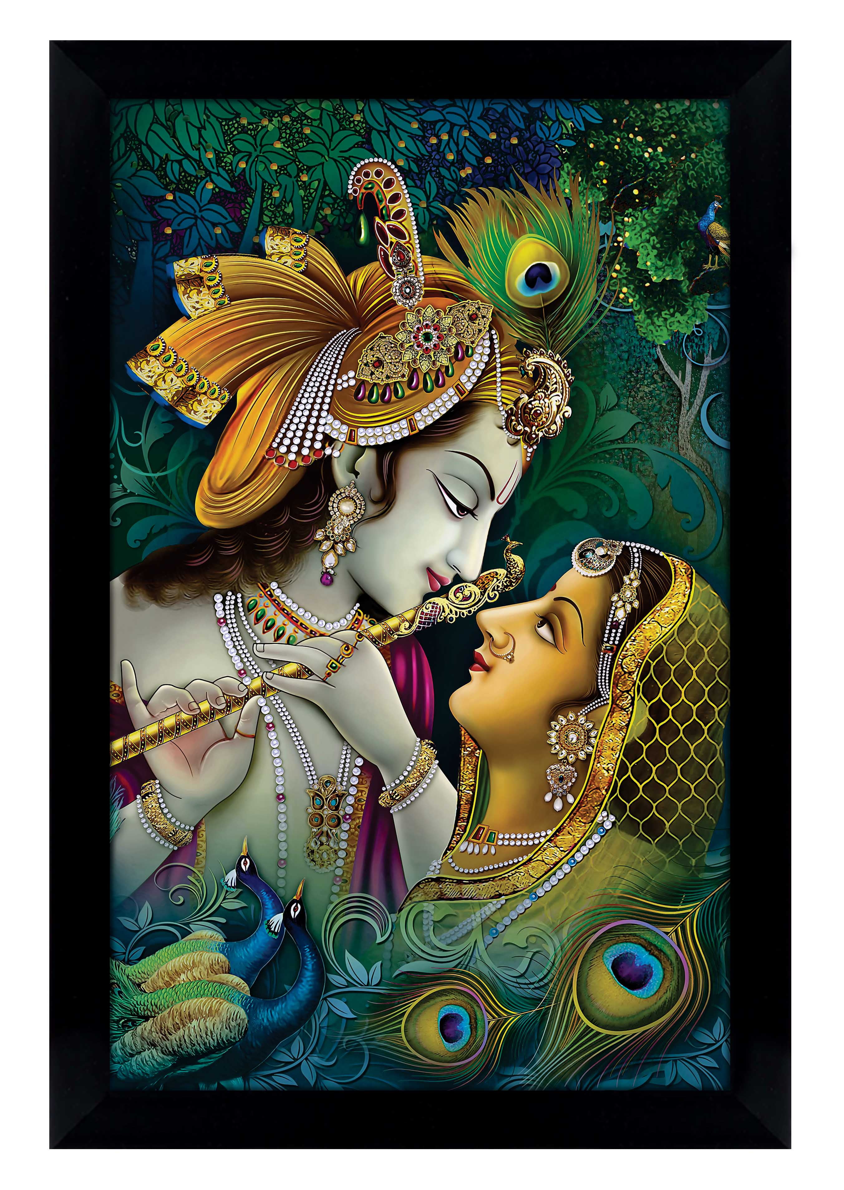 IBA Indianbeautifulart Radha Krishna Picture Frame Religious Poster ...