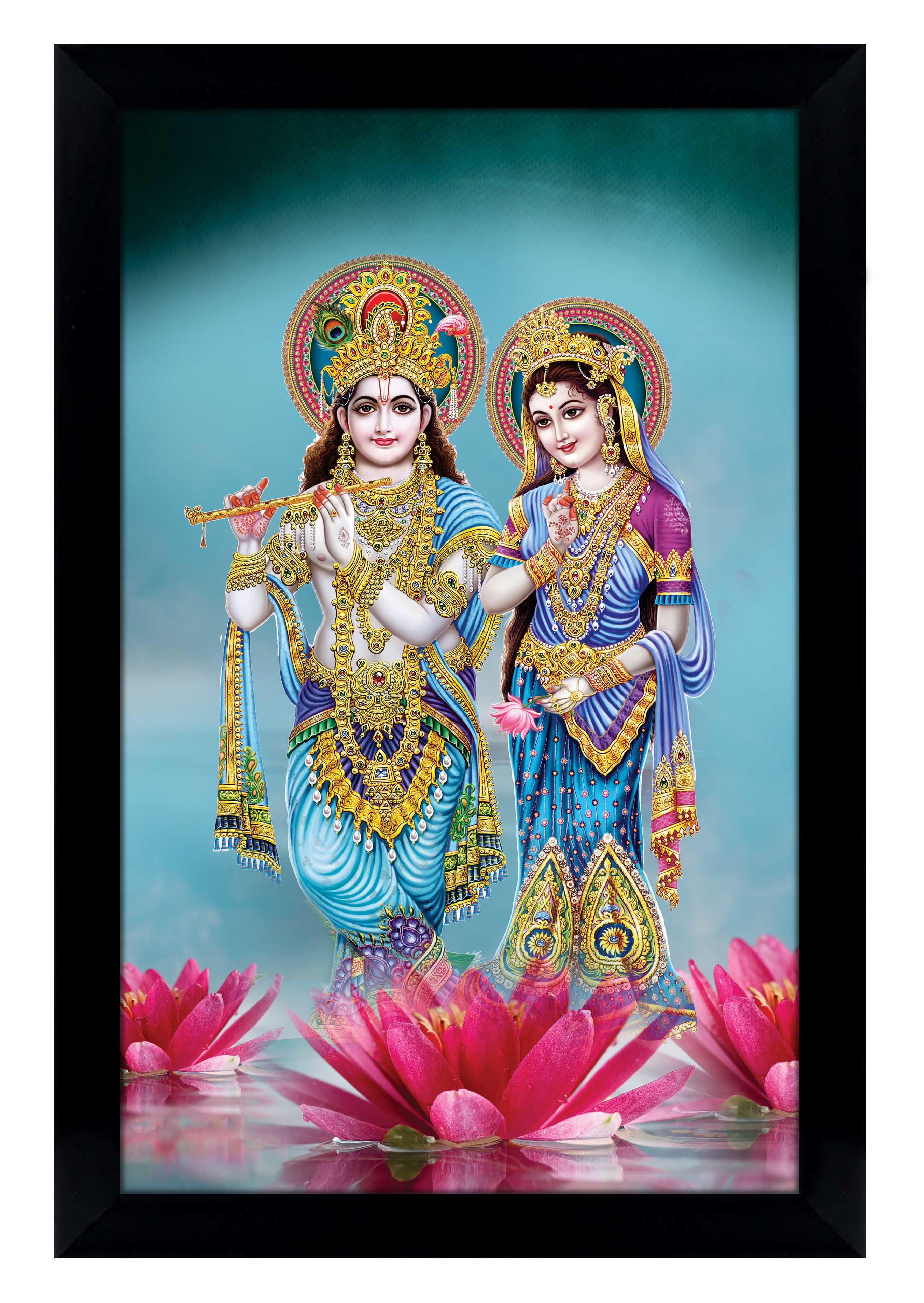 IBA Indianbeautifulart Radha Krishna Picture Frame Religious Poster ...