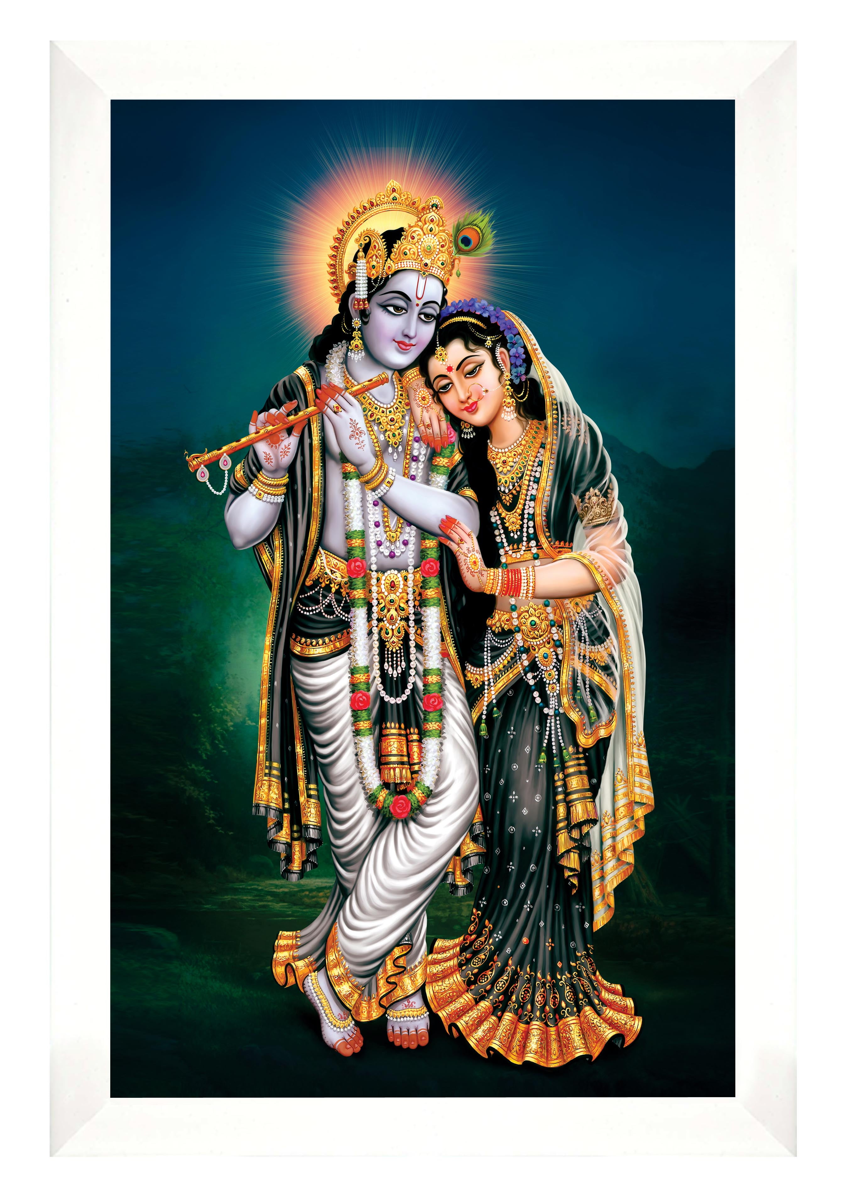 IBA Indianbeautifulart Radha Krishna Picture Frame Religious Poster ...