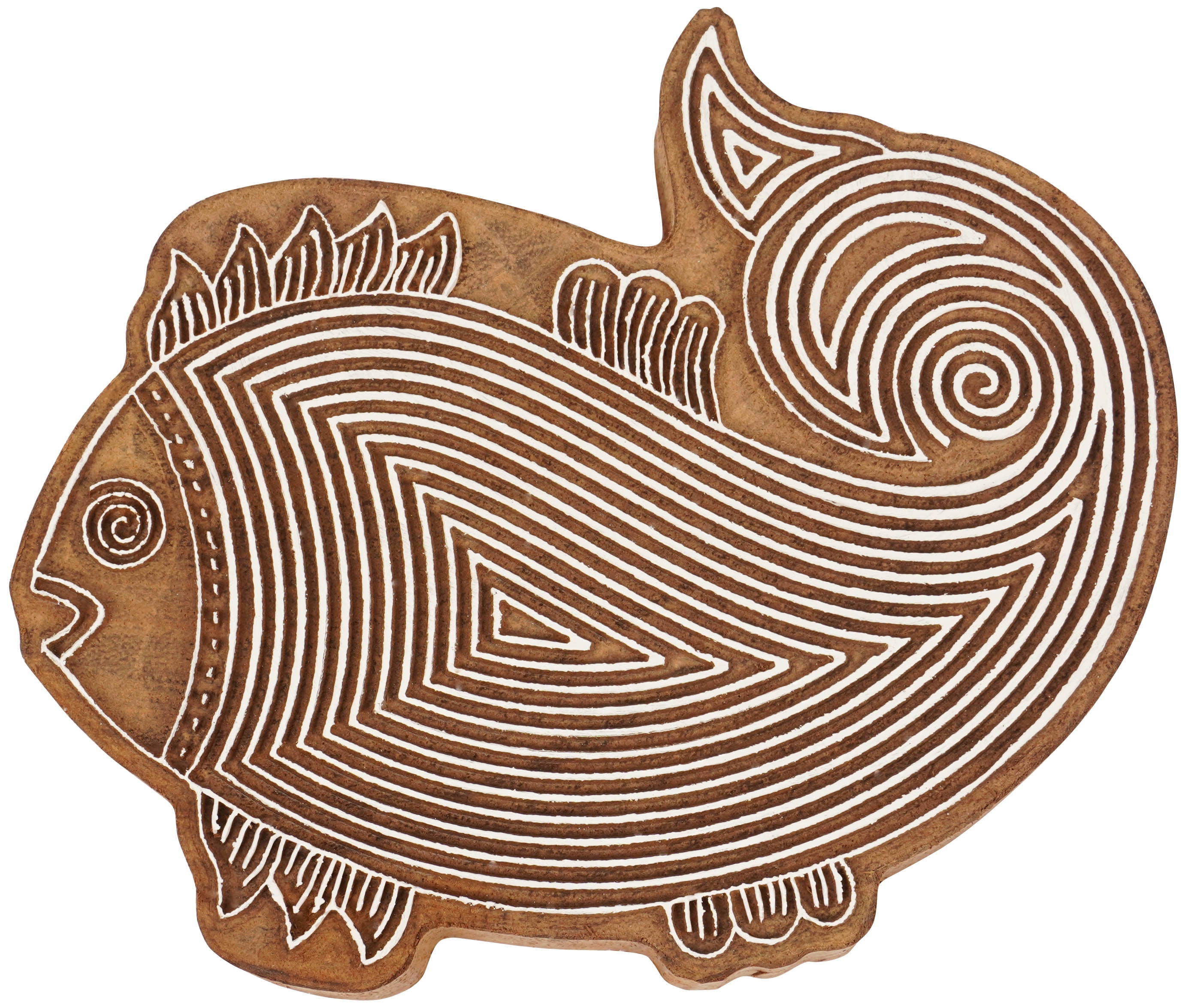 IBA Indianbeautifulart Textile Printing Block Fish Hand Carved Wooden ...