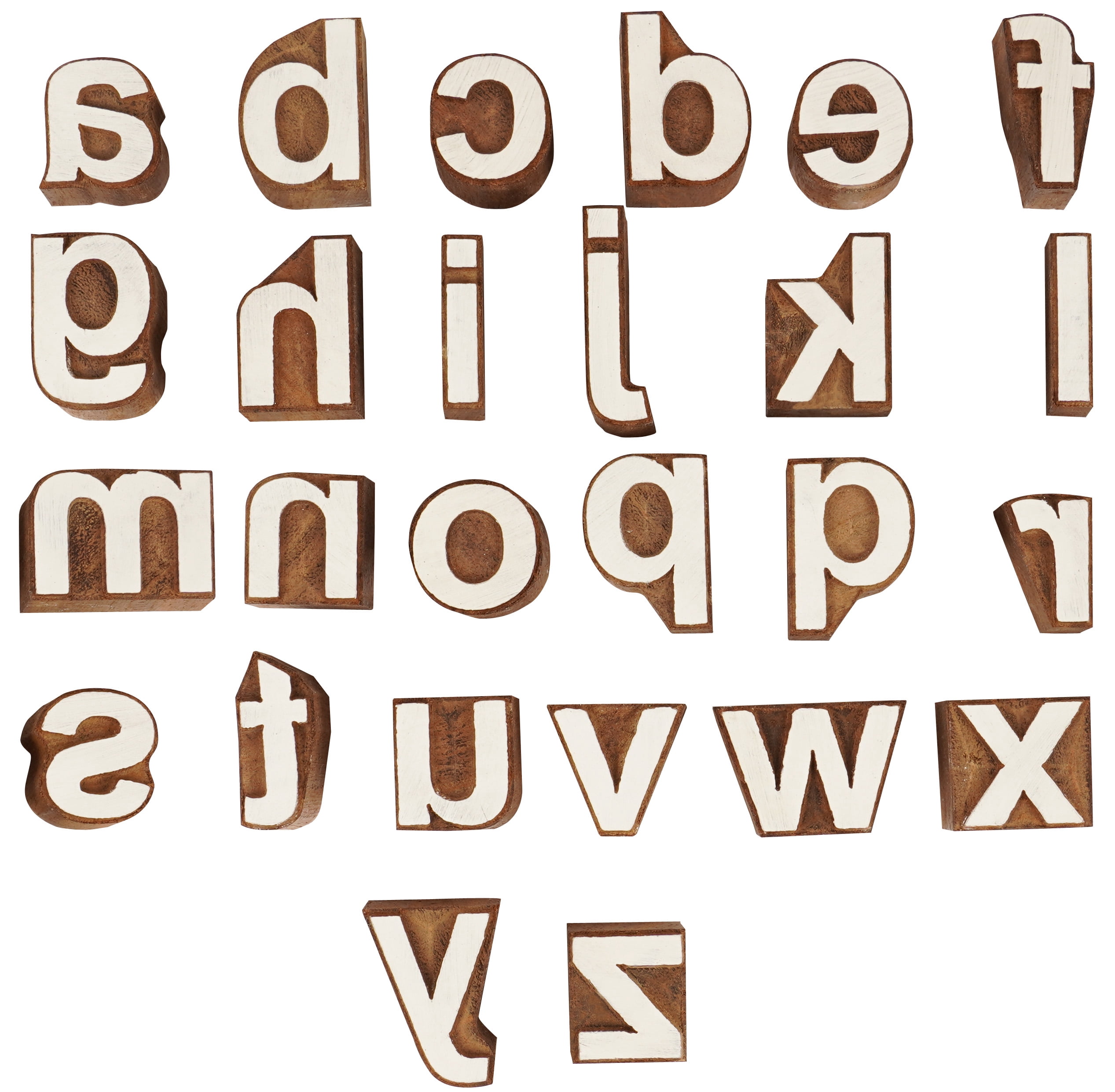 IBA Indianbeautifulart Textile Printing Block Lowercase a-z Alphabets ...
