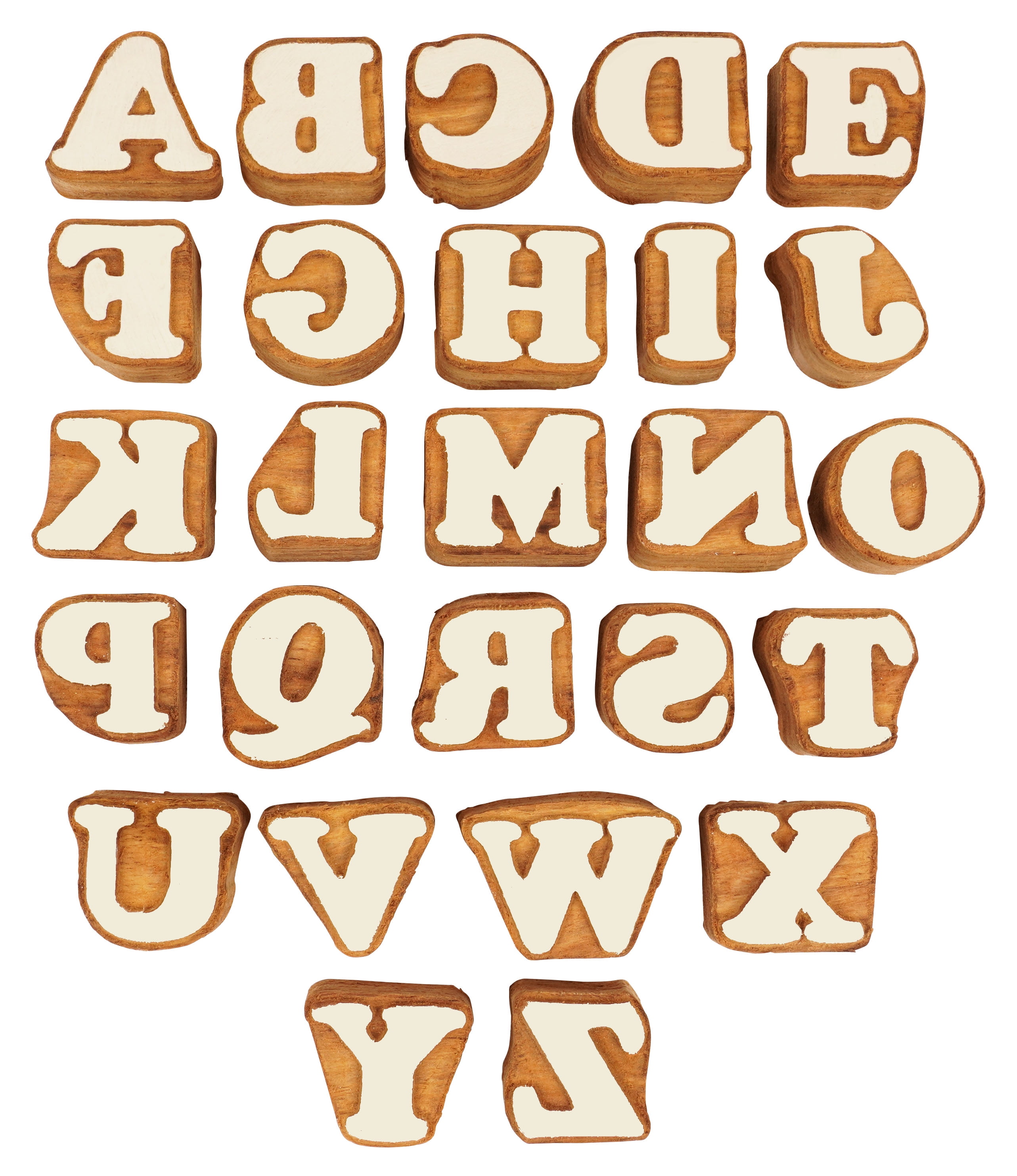IBA Indianbeautifulart Textile Printing Block Uppercase A-Z Alphabet ...