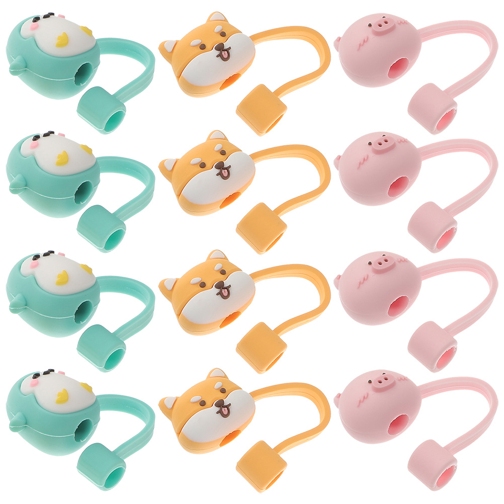 IBASETOY 12pcs Straw Tip Sleeve Silicone Maintenance Assorted Color for ...