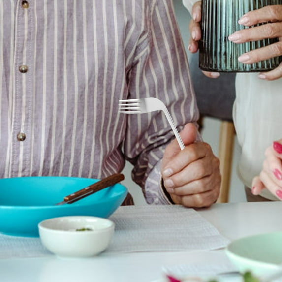 IBASETOY 1Pack Ergonomic Left Handed Fork Silver Stainless Steel ...