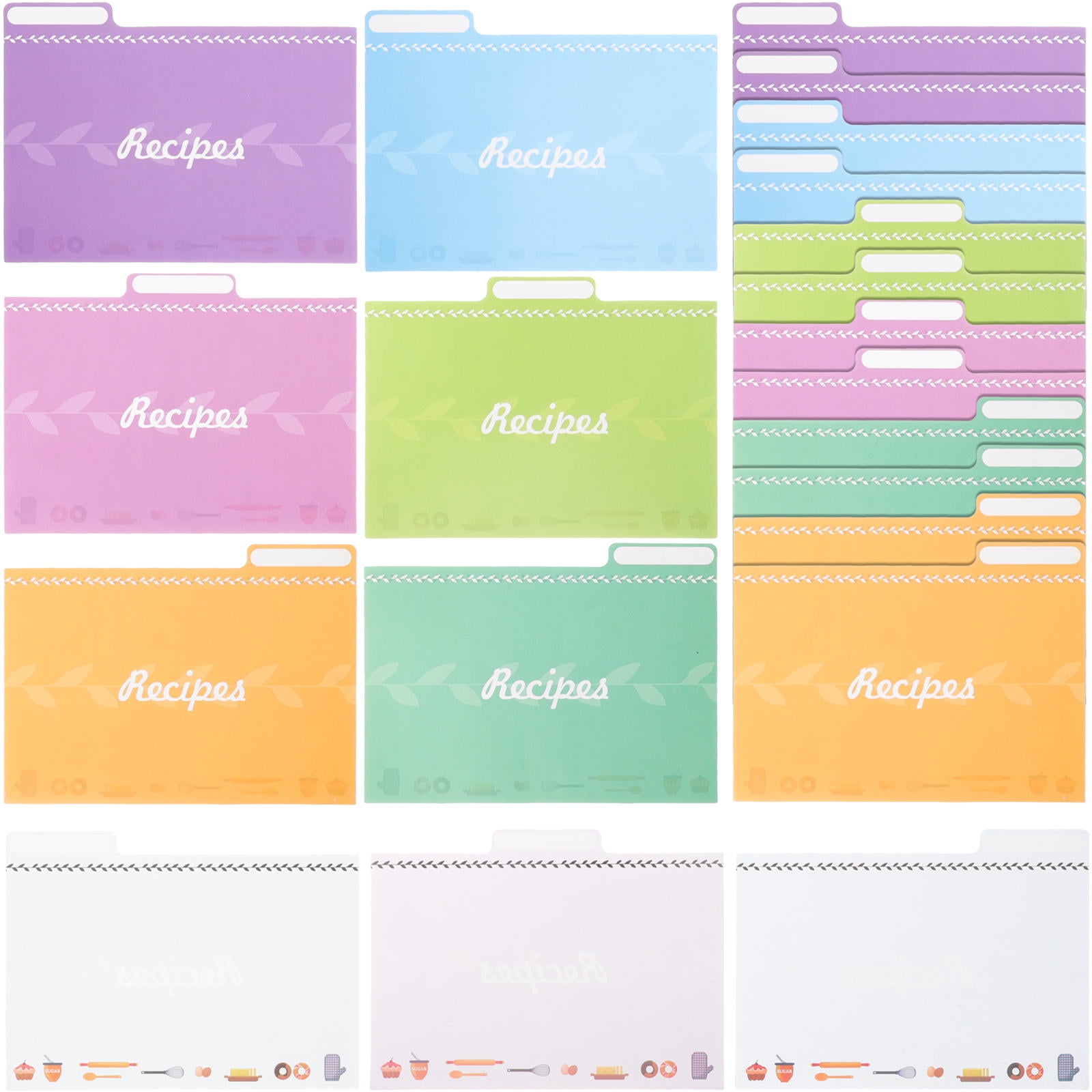 IBASETOY 25pcs Diy Recipe Cards With Dividers Kitchen Recipe Card Box ...