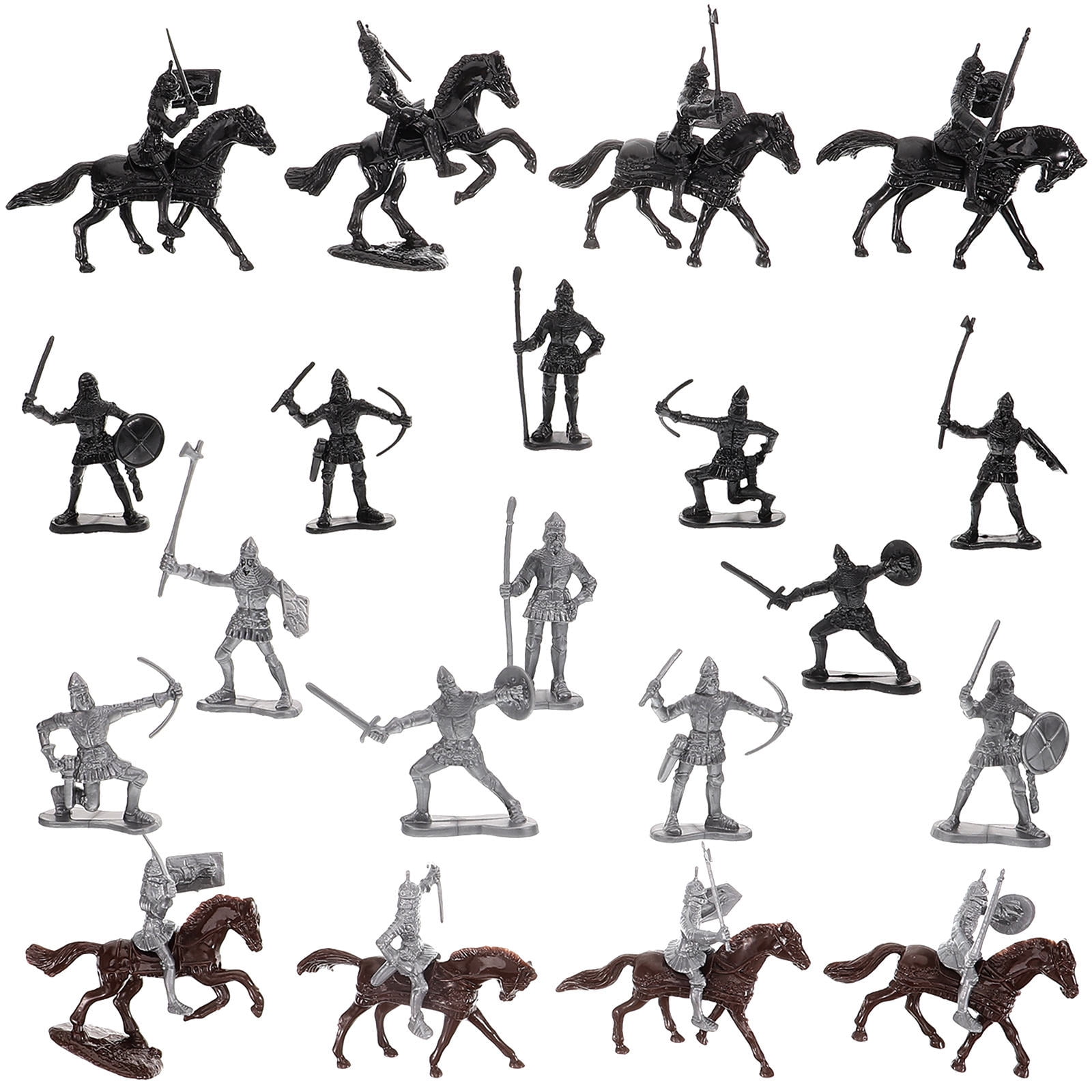 IBASETOY 28Pcs Toy Knight Figure Set Plastic Assorted Color for ...