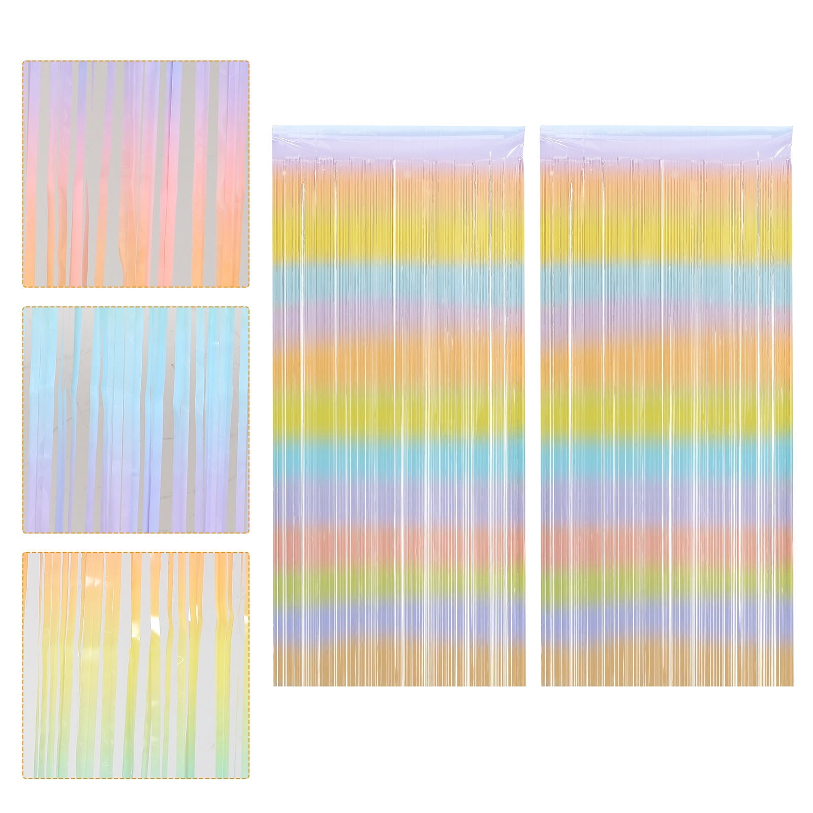 IBASETOY 2Set of Party Curtain Backdrop Macaron Orange Blue Gradient ...