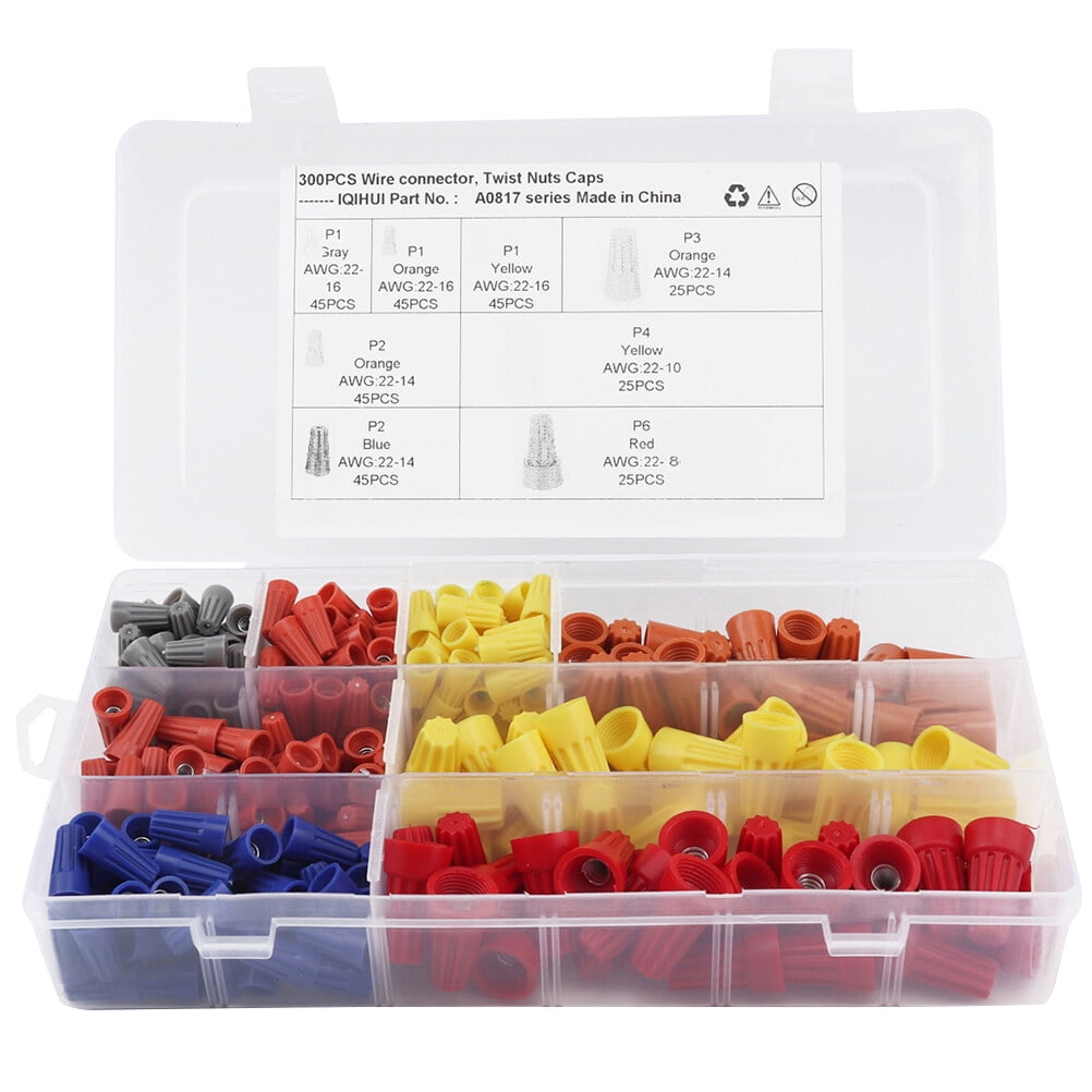 IBASETOY 300Pcs Electrical Wire Connector Set with Spring Insert for ...