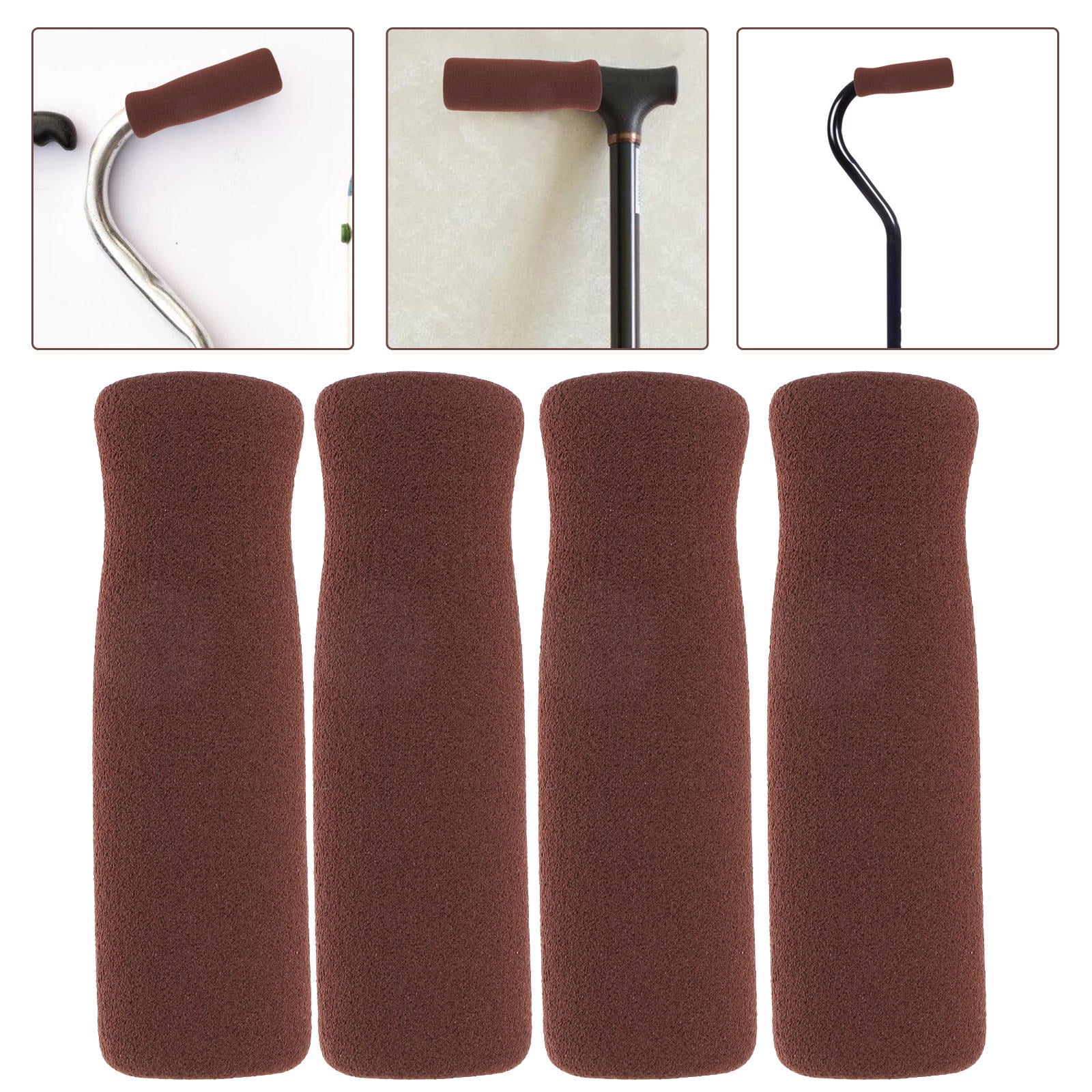 IBASETOY 4Pcs Cane Handle Grips Replacement Light Brown Sponge for ...
