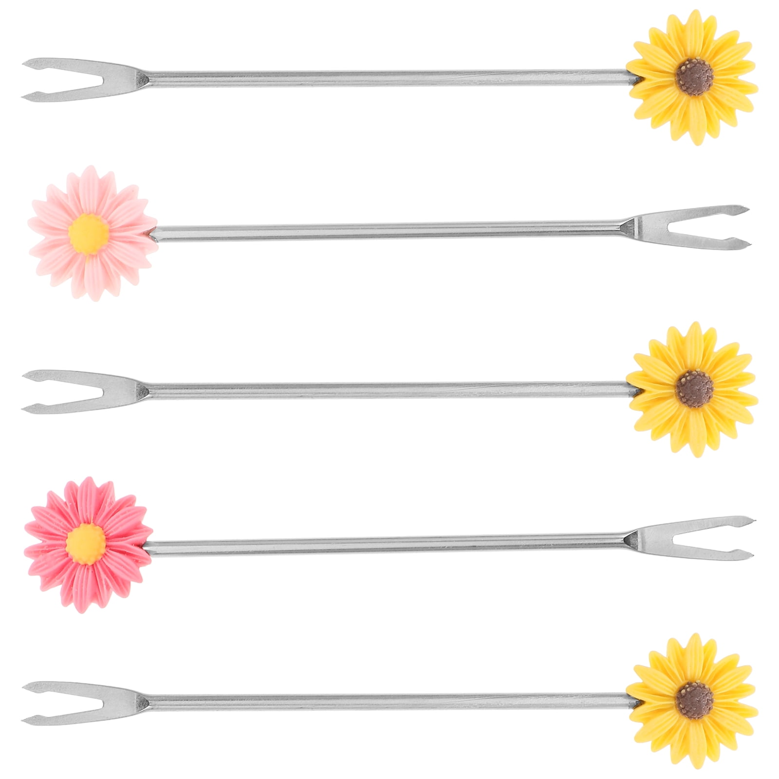 IBASETOY 5Pcs Appetizer Sticks Fruit Fork Daisy Shape for Wedding ...