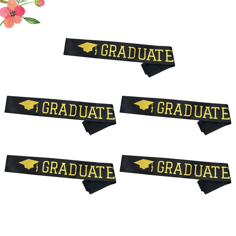 IBASETOY 5Pcs 2020 Graduation Shoulder Strap Black Printed Graduate for ...