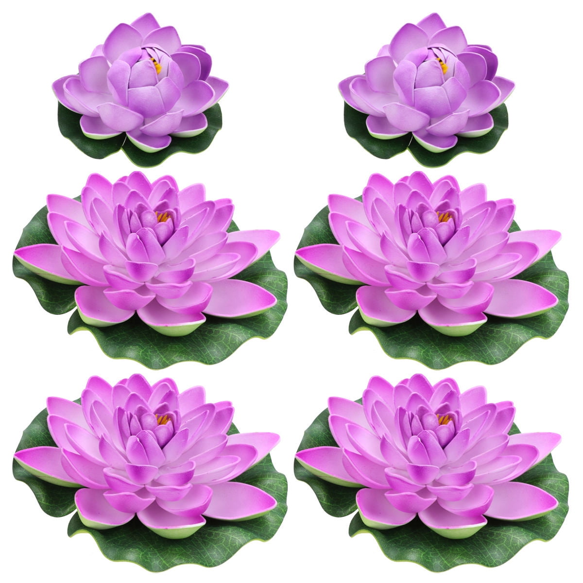 IBASETOY 6PCS Violet Artificial Floating Lotus Pond Plants for Indoor ...