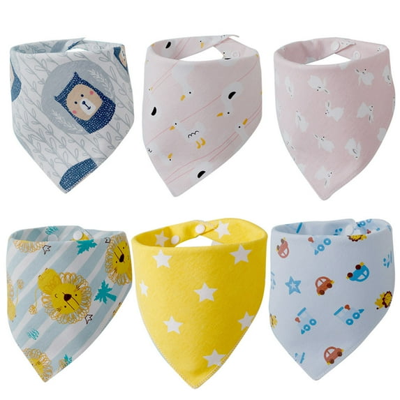 IBASETOY 6pcs Cotton Double Sided Bibs with Cartoon Designs for ...