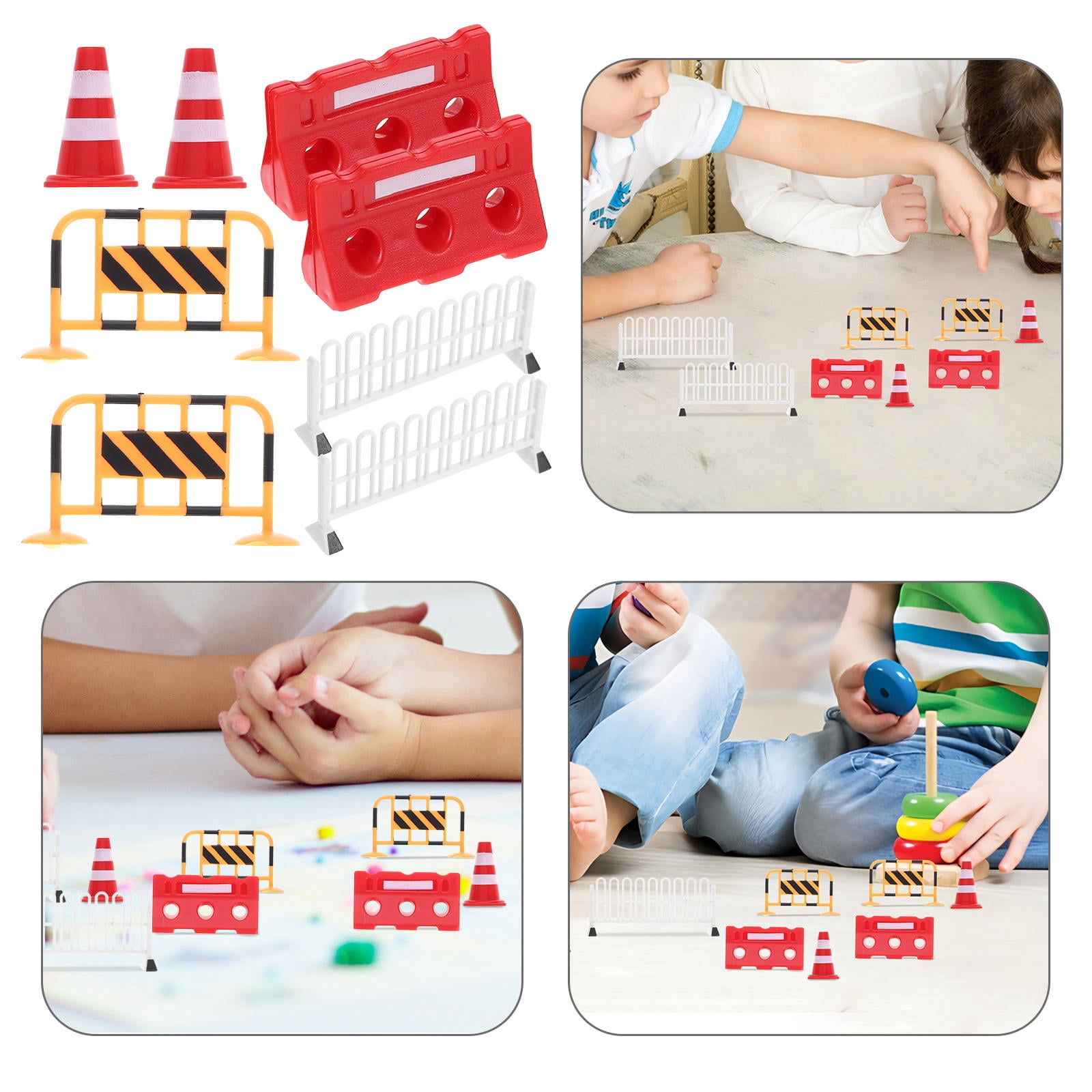 IBASETOY 8pcs Roadblocks Toys Traffic Sign Toy Teaching Assorted Color ...