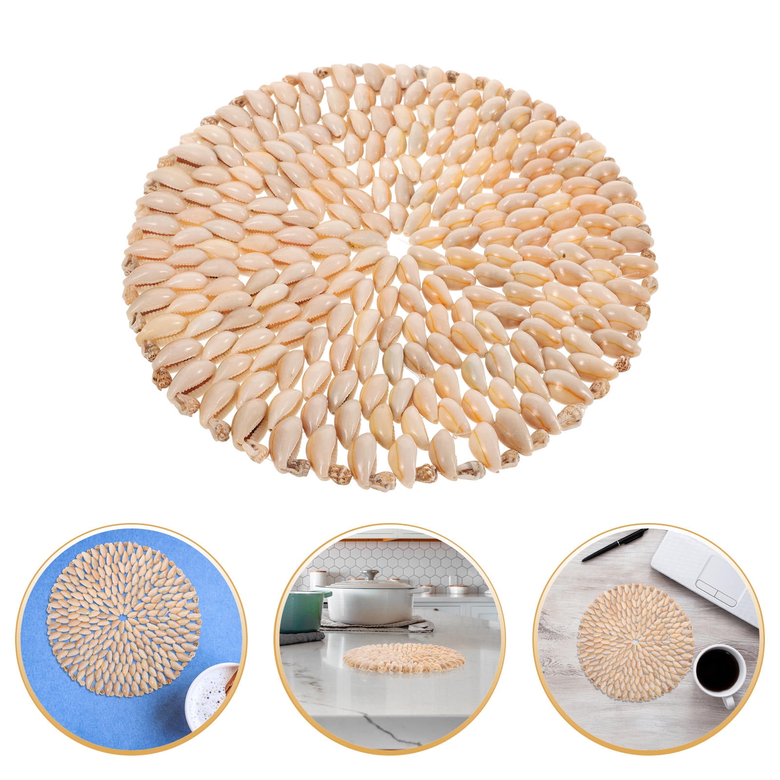 IBASETOY Beige Shell Coaster for Home Use Heat Insulation NonSkid Cup ...