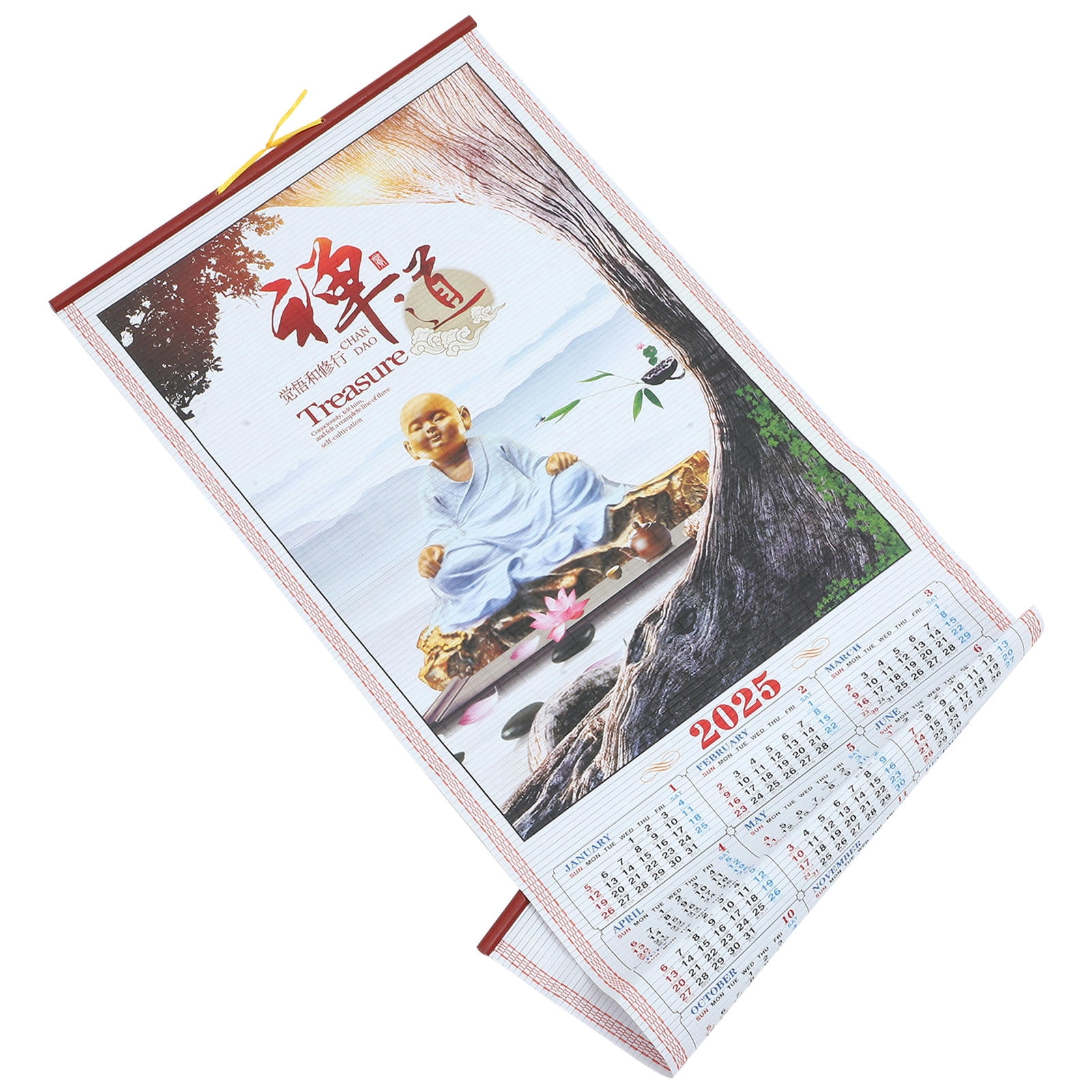 IBASETOY Chinese Wall Scroll Calendar Faux Vine Hanging Calendar Paper ...