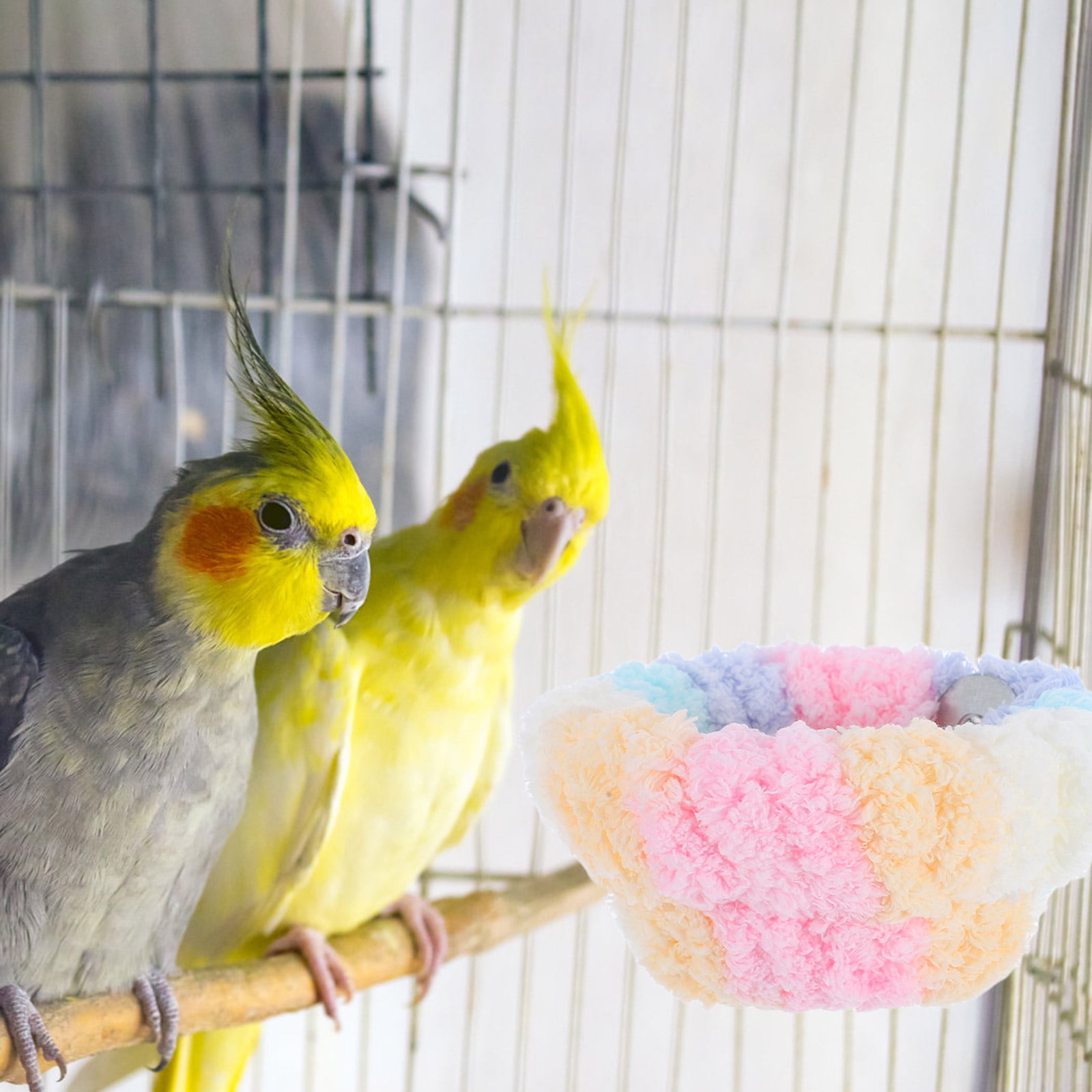 IBASETOY Plush Bird Nest Hanging Bird House Warm Soft Bed for Parakeet ...