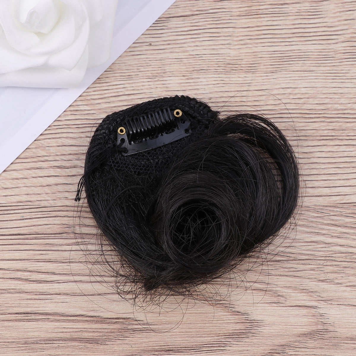 IBASETOY Curly Fake Fringe Bang Clip In High Temperature Fiber ...