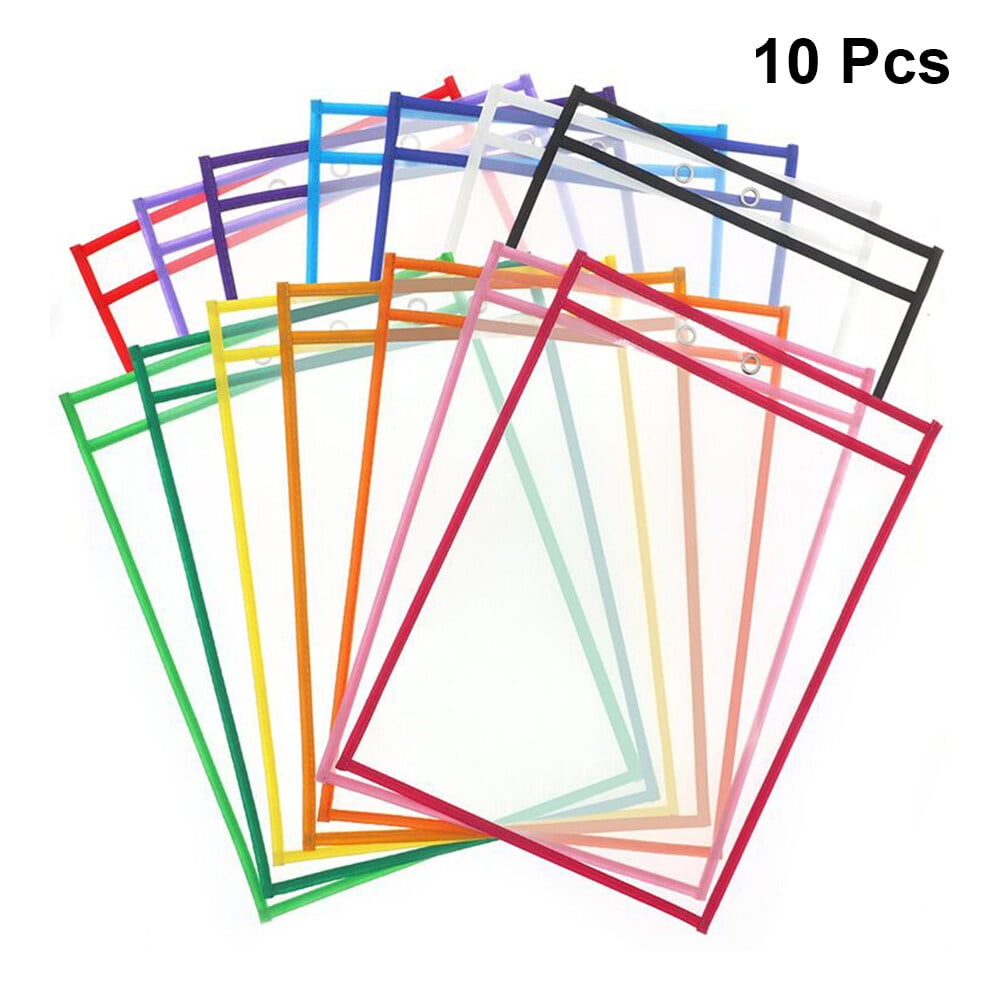 IBASETOY PVC Dry Erase File Pockets with Marker Holder and Grommet for ...