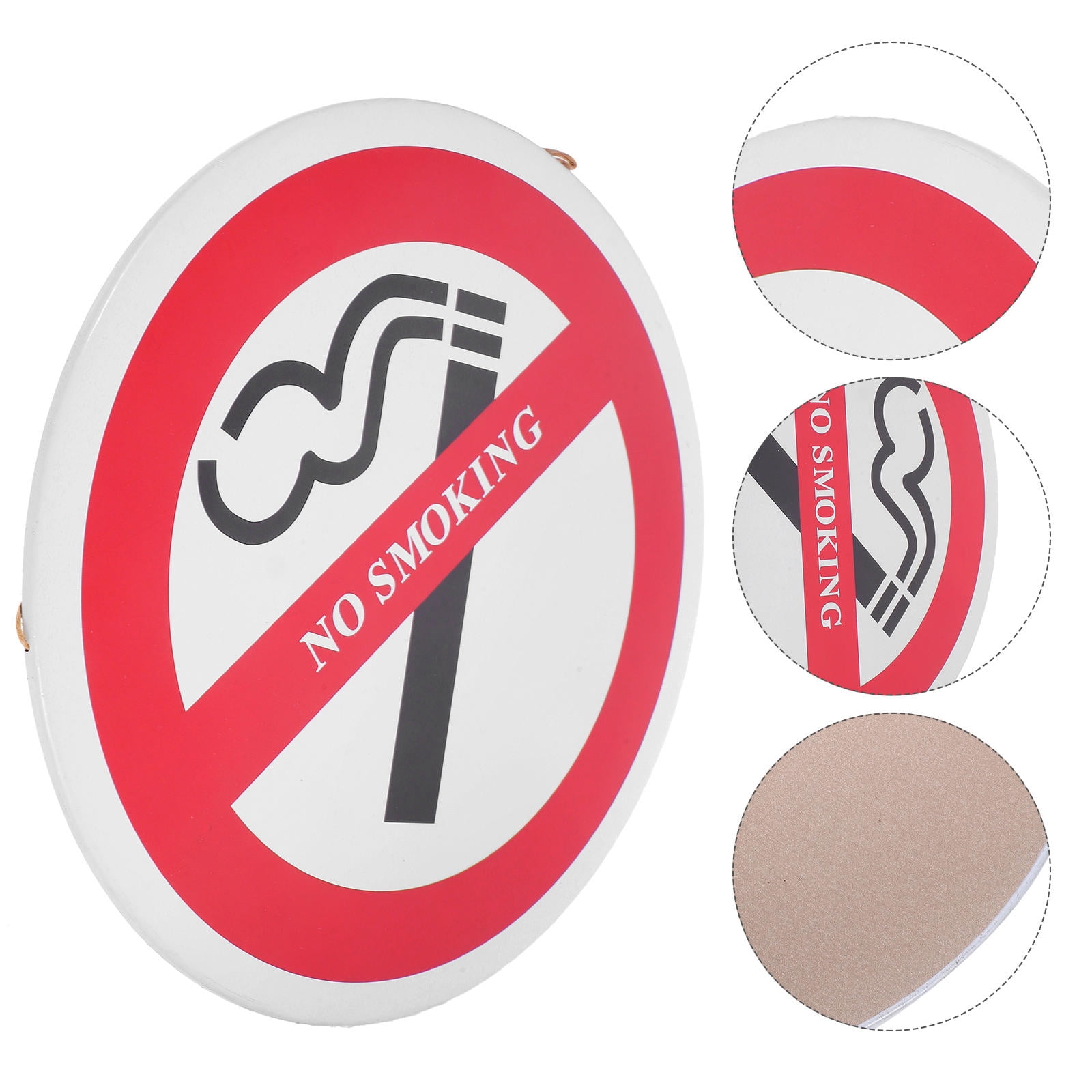 IBASETOY Round Red No Smoking Sign Wall Warning Sign for Restaurants ...