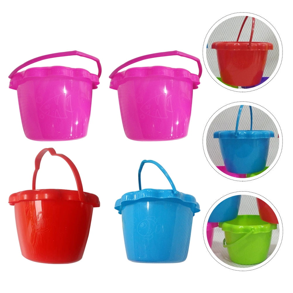 IBASETOY Small Plastic Bucket with Handle Beach Toy Bucket Assorted Color 4pcs - Walmart.com