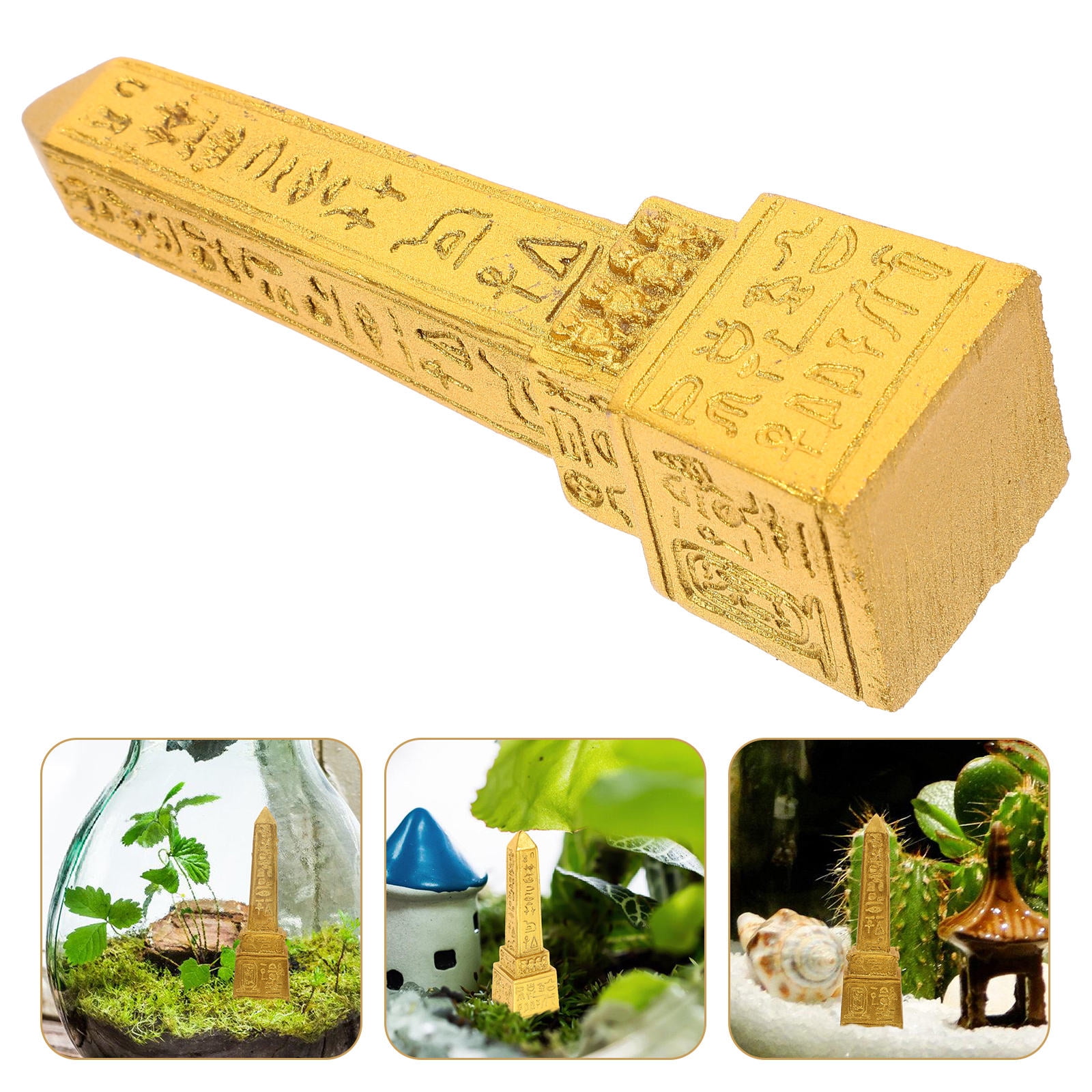 IBASETOY Golden Egyptian Obelisk Figurine Resin Ancient Egypt Landmark ...