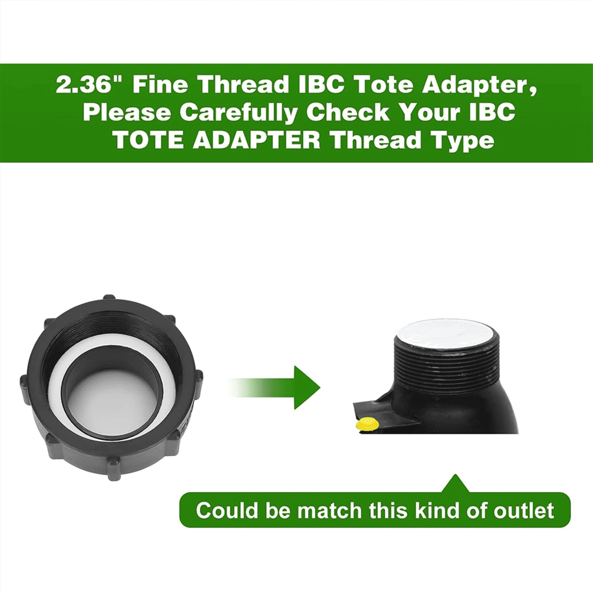 IBC Tank Adapter, 2.36In Fine Thread Adapter for 275-330 Gallon IBC ...