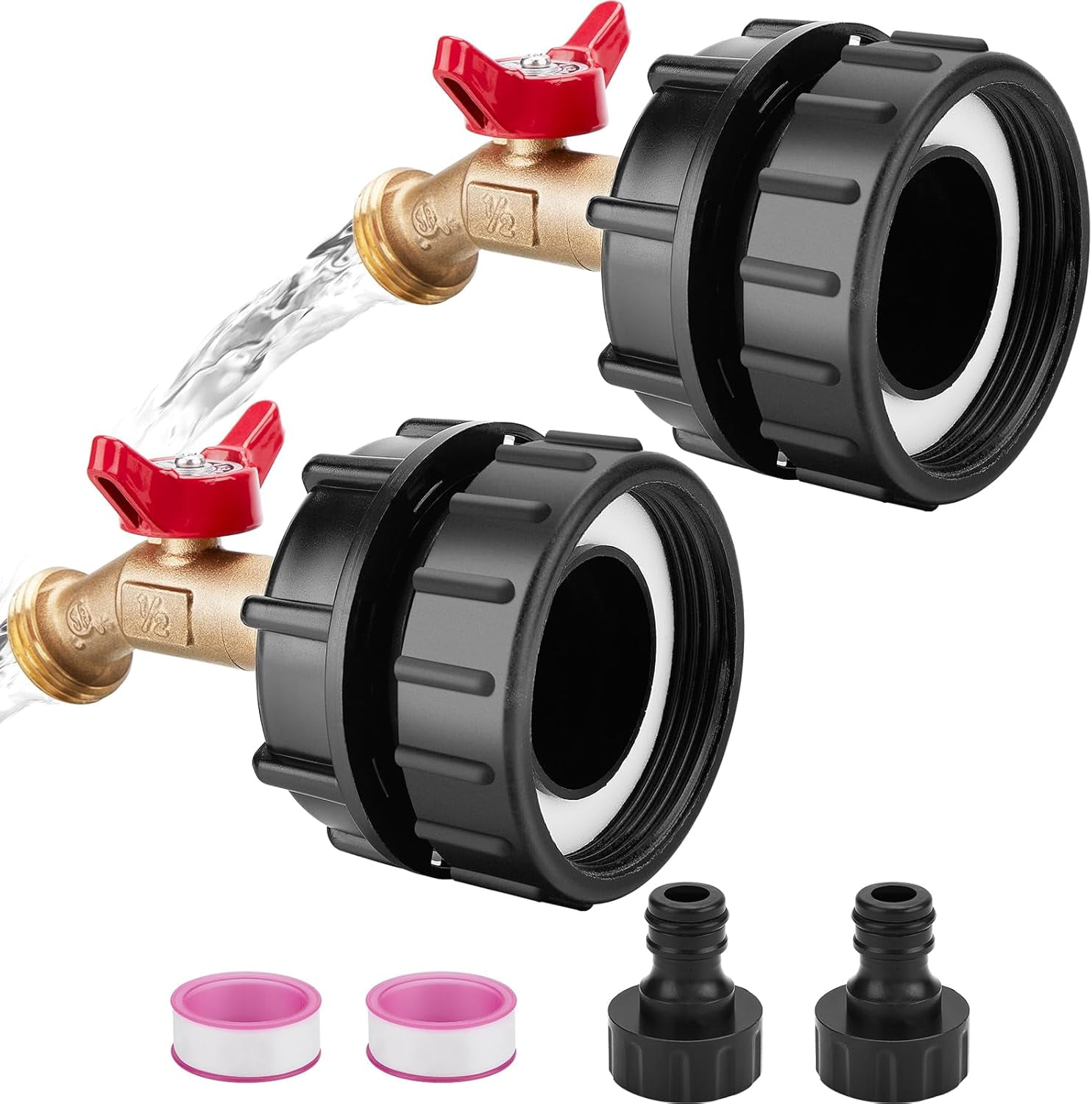 IBC Tote Adapter 2 Pack, 2.44" Fine Thread Adapter for 275-330 Gallon ...