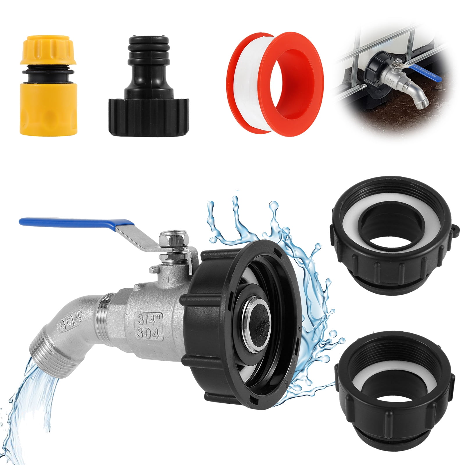 IBC Tote Adaptor Lead Free Gallon Tote Water Tank Adaptor Leakproof ...