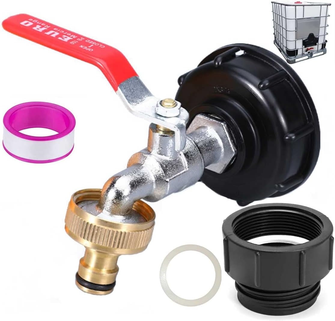 IBC Tote Tank Adapter Faucet, 275-330 Gallon Water Tank 2" NPT Fine ...